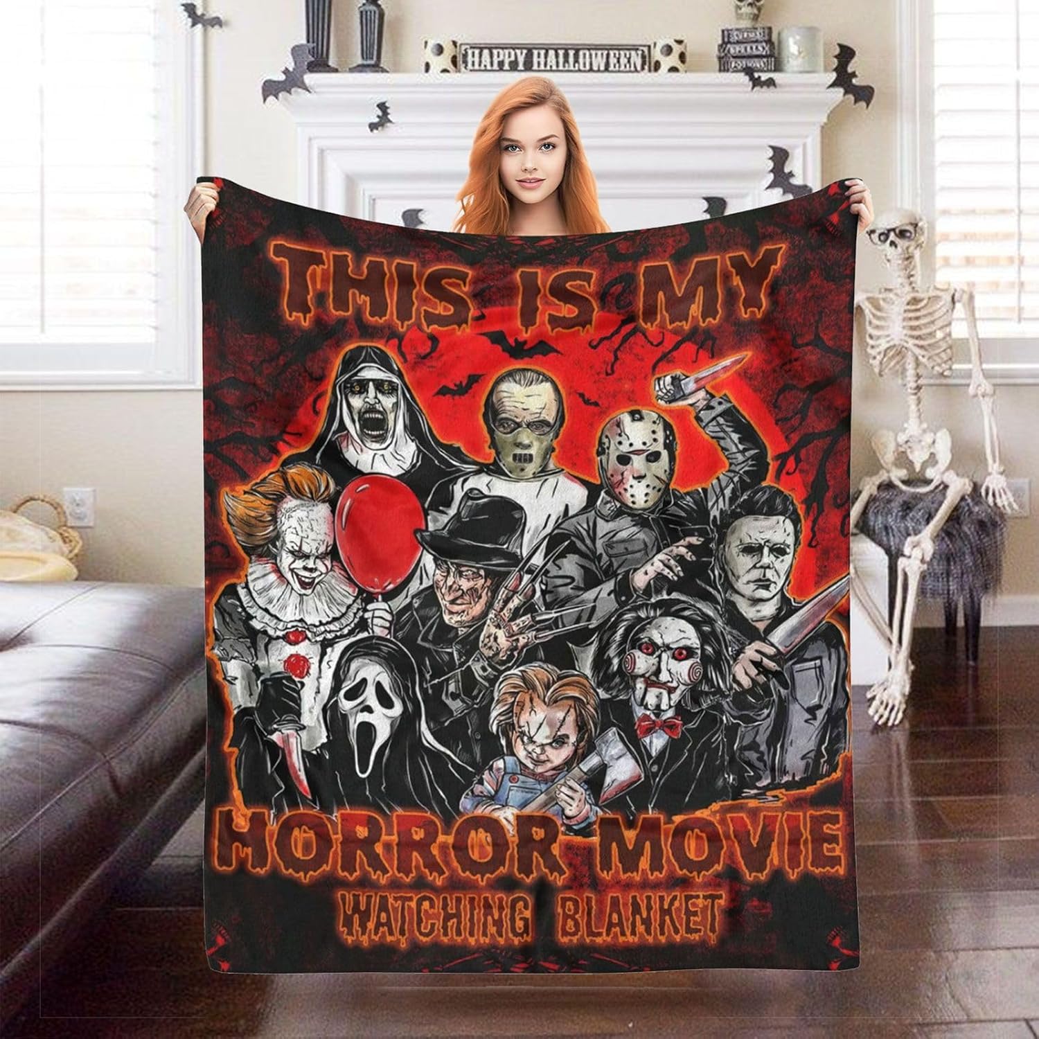Amazon.com: TOYOCC Halloween Christmas Horror Movie Fleece Lightweight ...