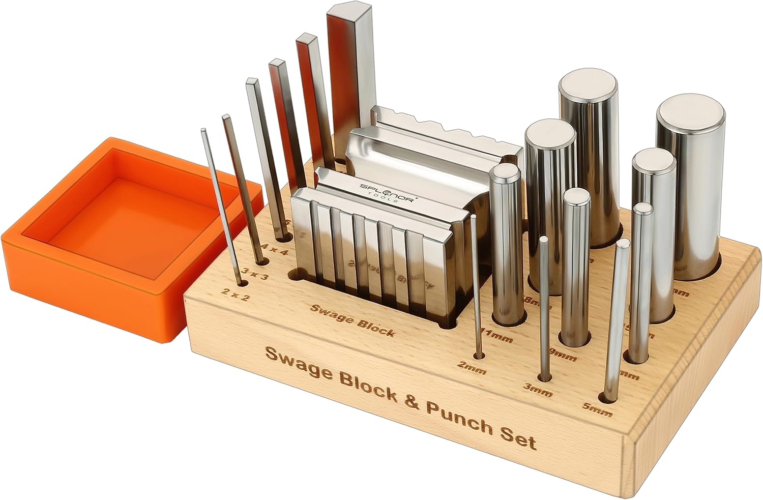 Amazon.com: Splenor Tools Steel 2.5” Swage Block with 16 Punch Set ...