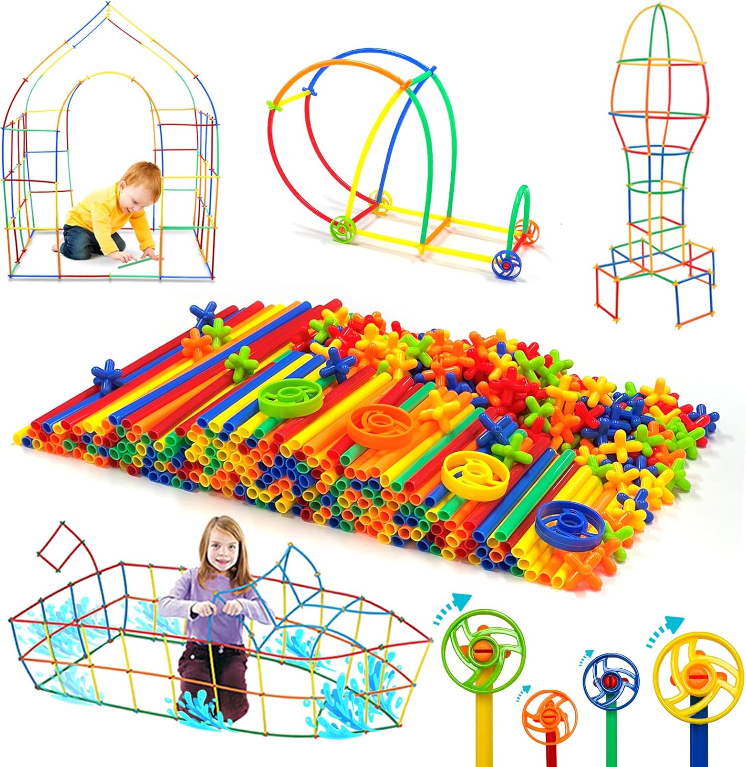 Amazon.com: Straw Constructor Toy STEM Building Toys Set 486P ...