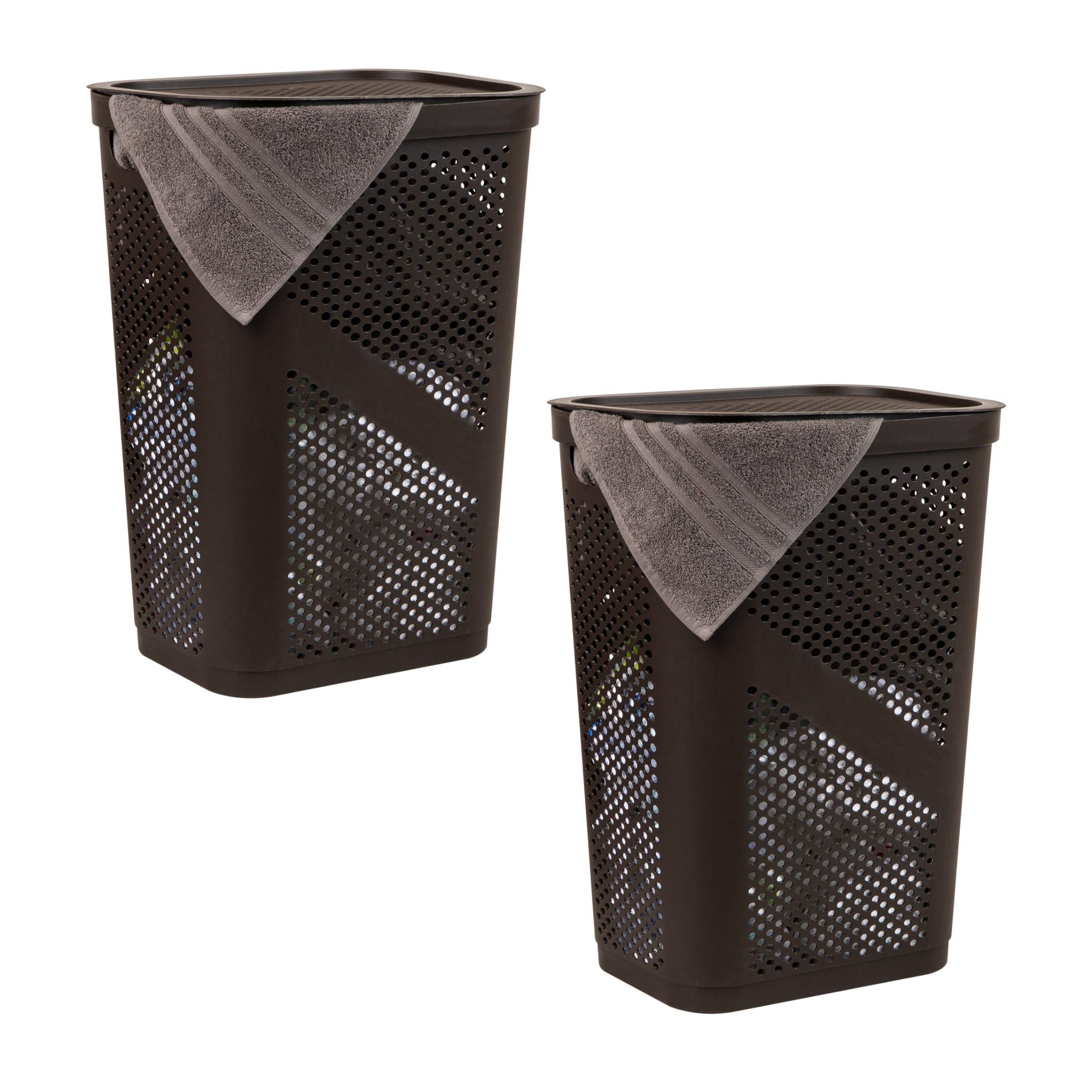 Snapklik.com : 60L Slim Laundry Hamper, Clothes Basket, Lid, Ventilated ...