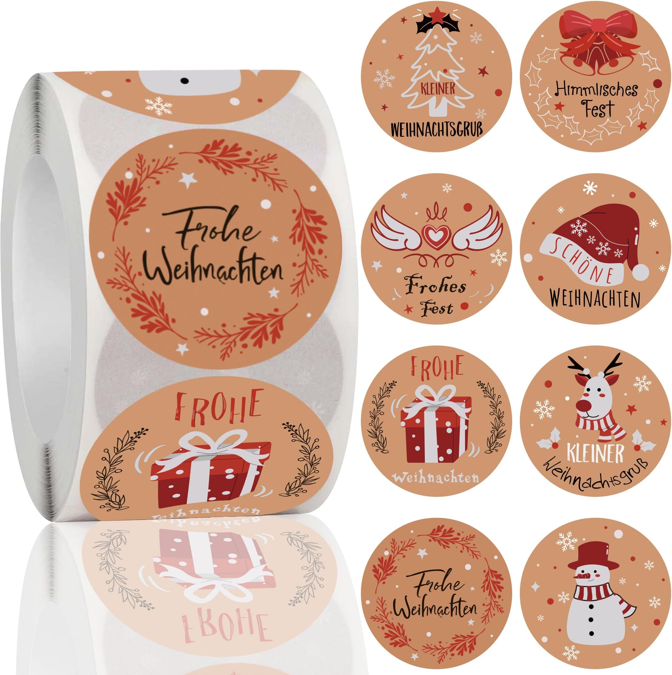 RHZXD Aufkleber Weihnachten, 500 Stück Weihnachtsaufkleber 3.5cm Rund ...