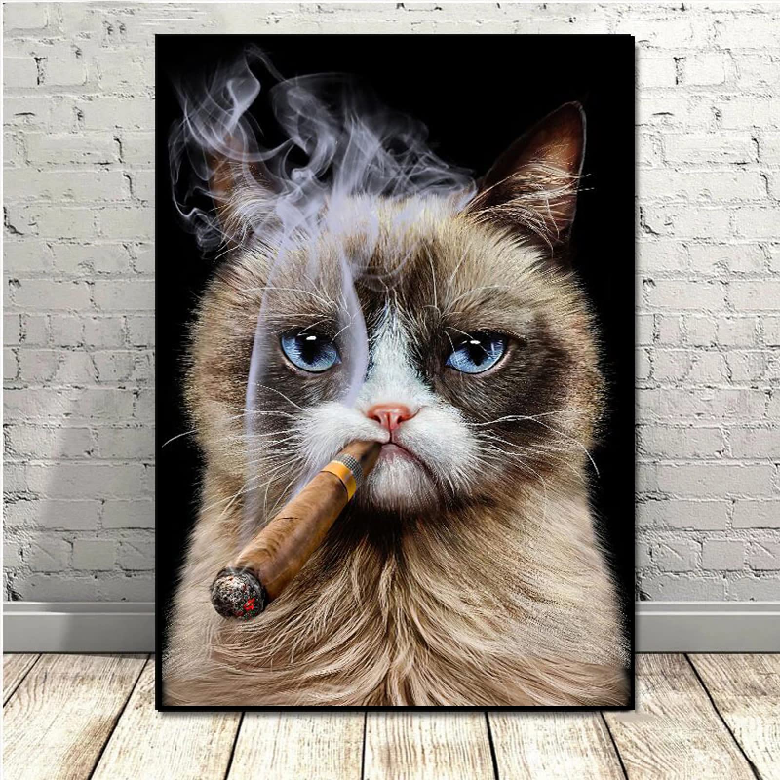 Cat Smoking Cigar Tattoo Cat Smoking Stickers For Sale | TeePublic