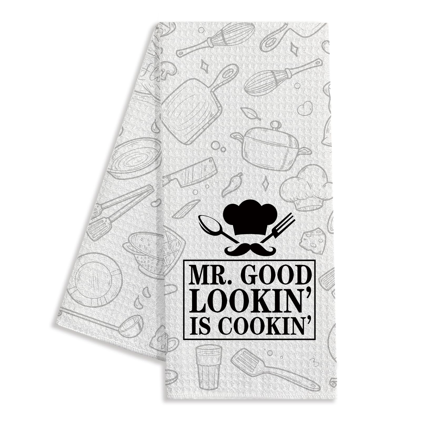 Amazon.com: Jxubeuro Mr.Good Looking is Cooking,Funny Kitchen Towels ...