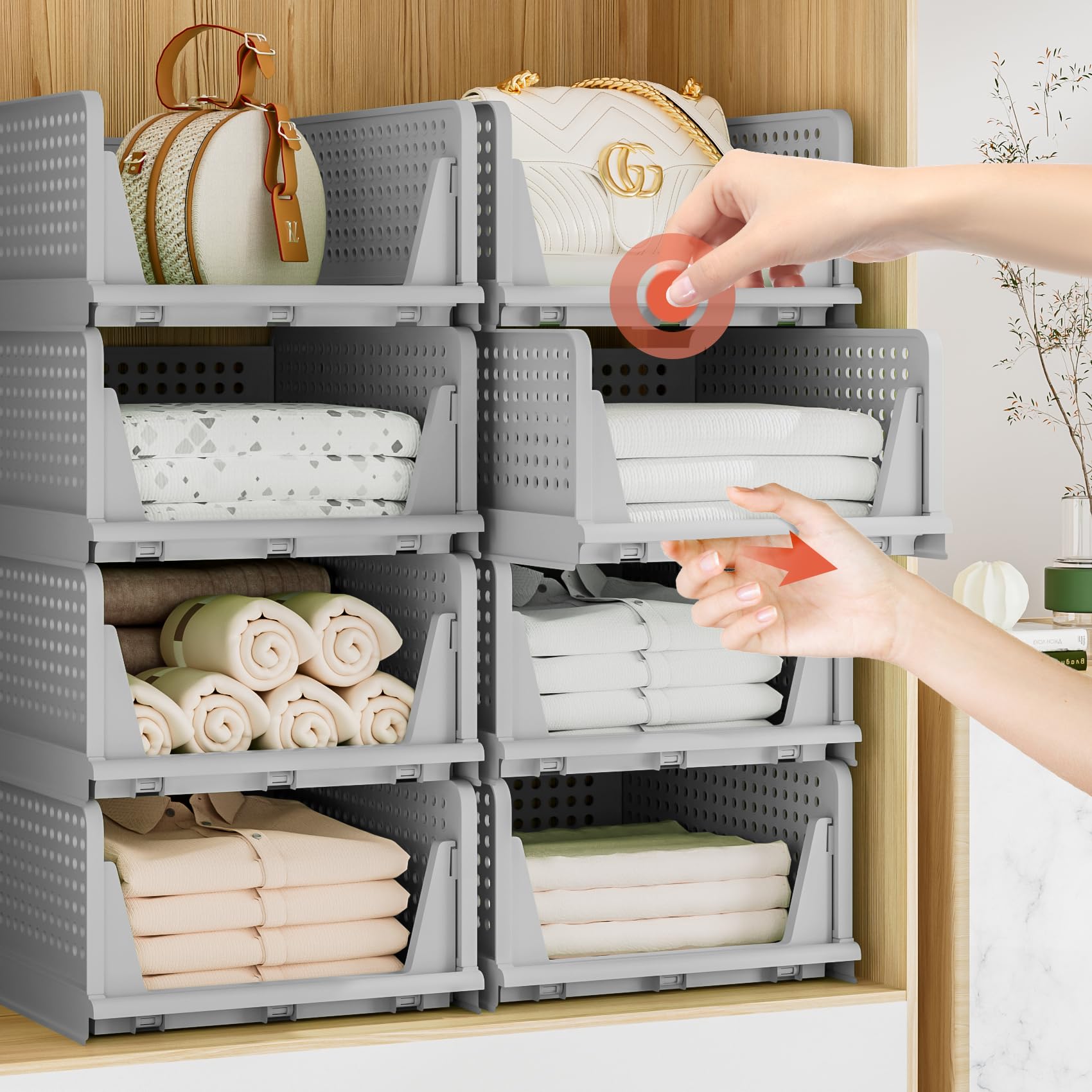 Snapklik.com : Stackable Plastic Storage Drawers For Closet Organizers ...