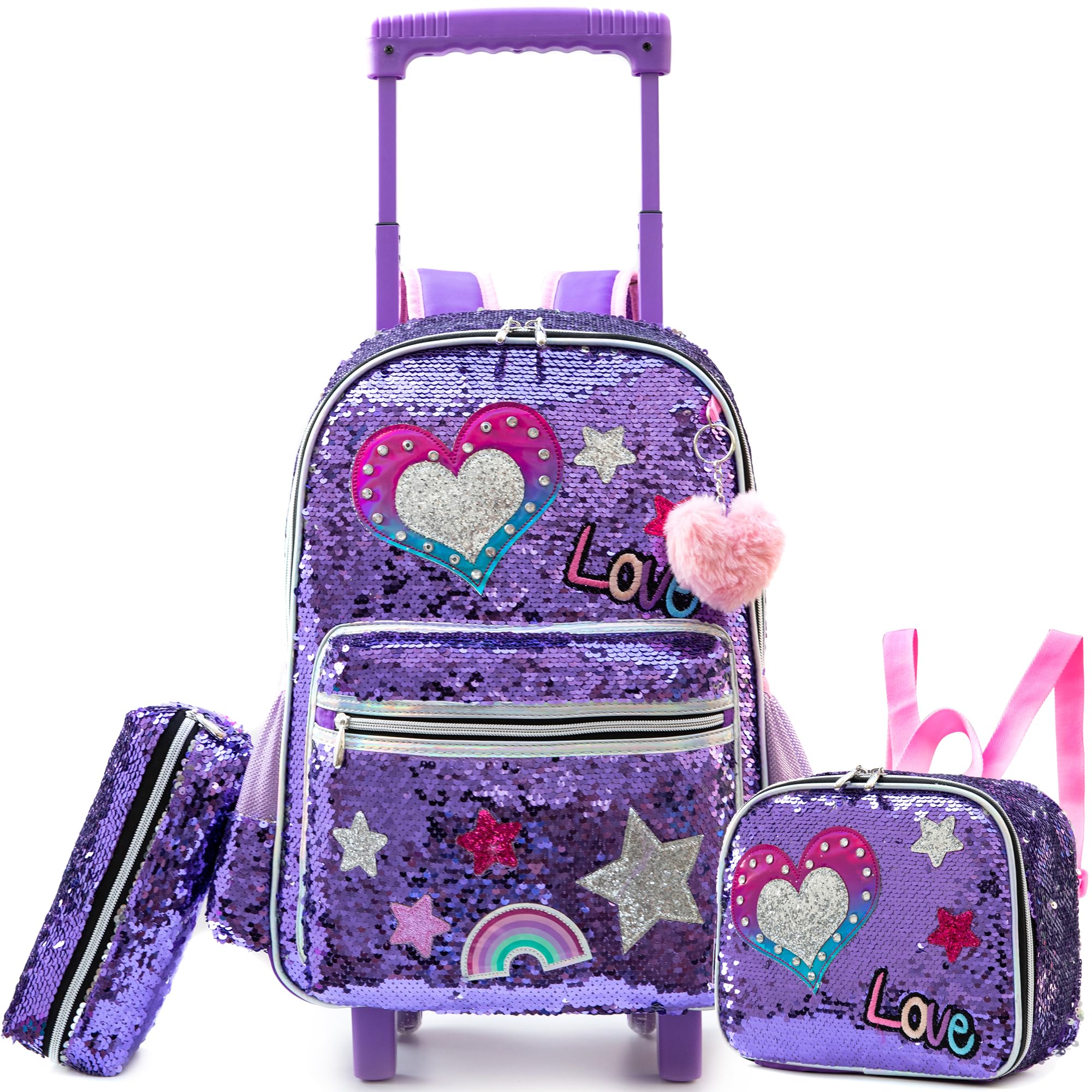 Amazon.com | Meetbelify Rolling Backpack for Girls School Backpack with ...
