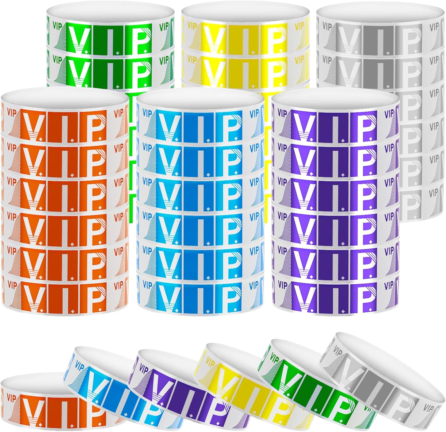 Amazon.com: Anglecai 600 Pcs VIP Wristbands for Events Waterproof, 6 ...