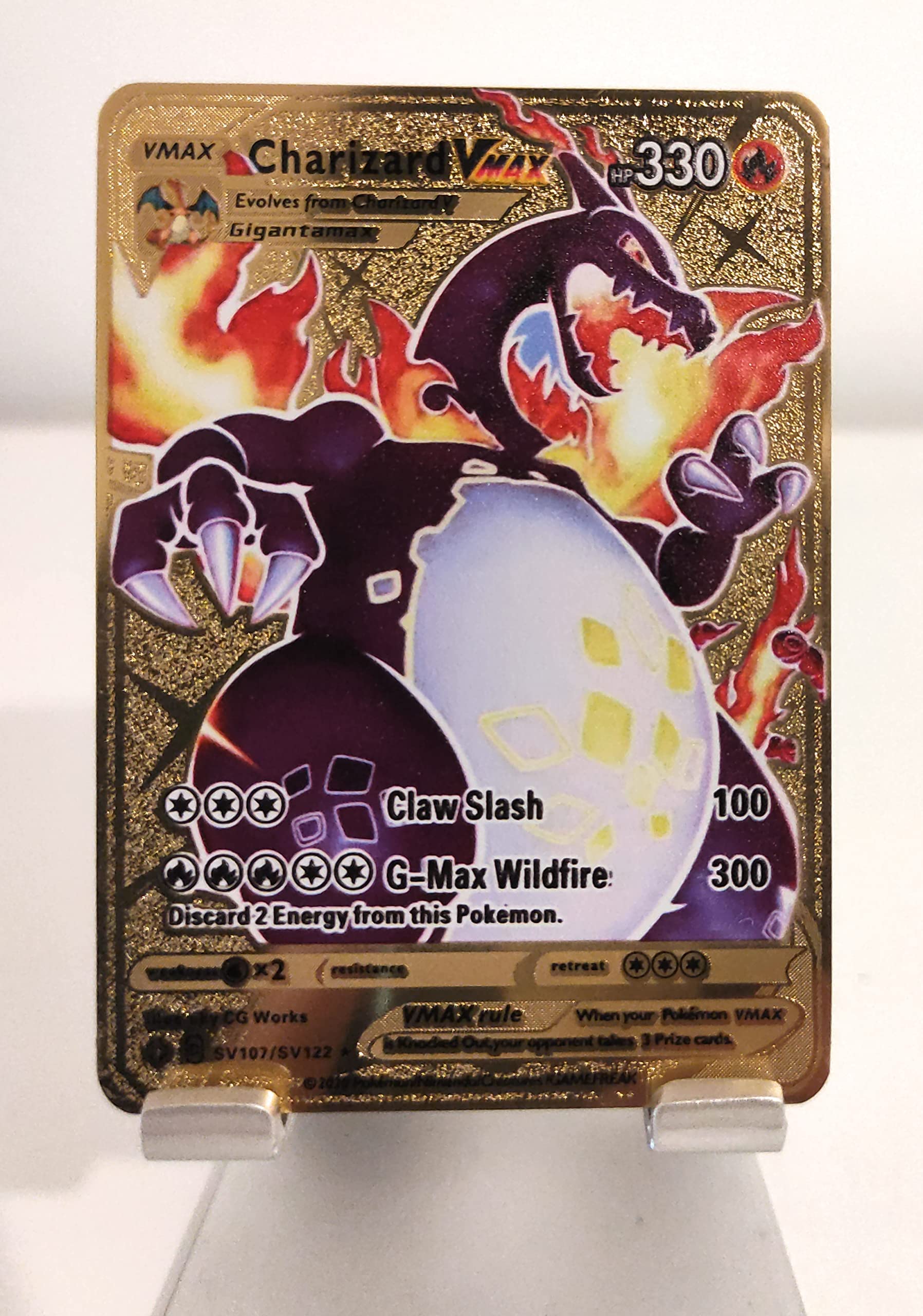 Buy Pokémon Shiny Charizard VMAX GX EX Promo Gold Metal Cards ...