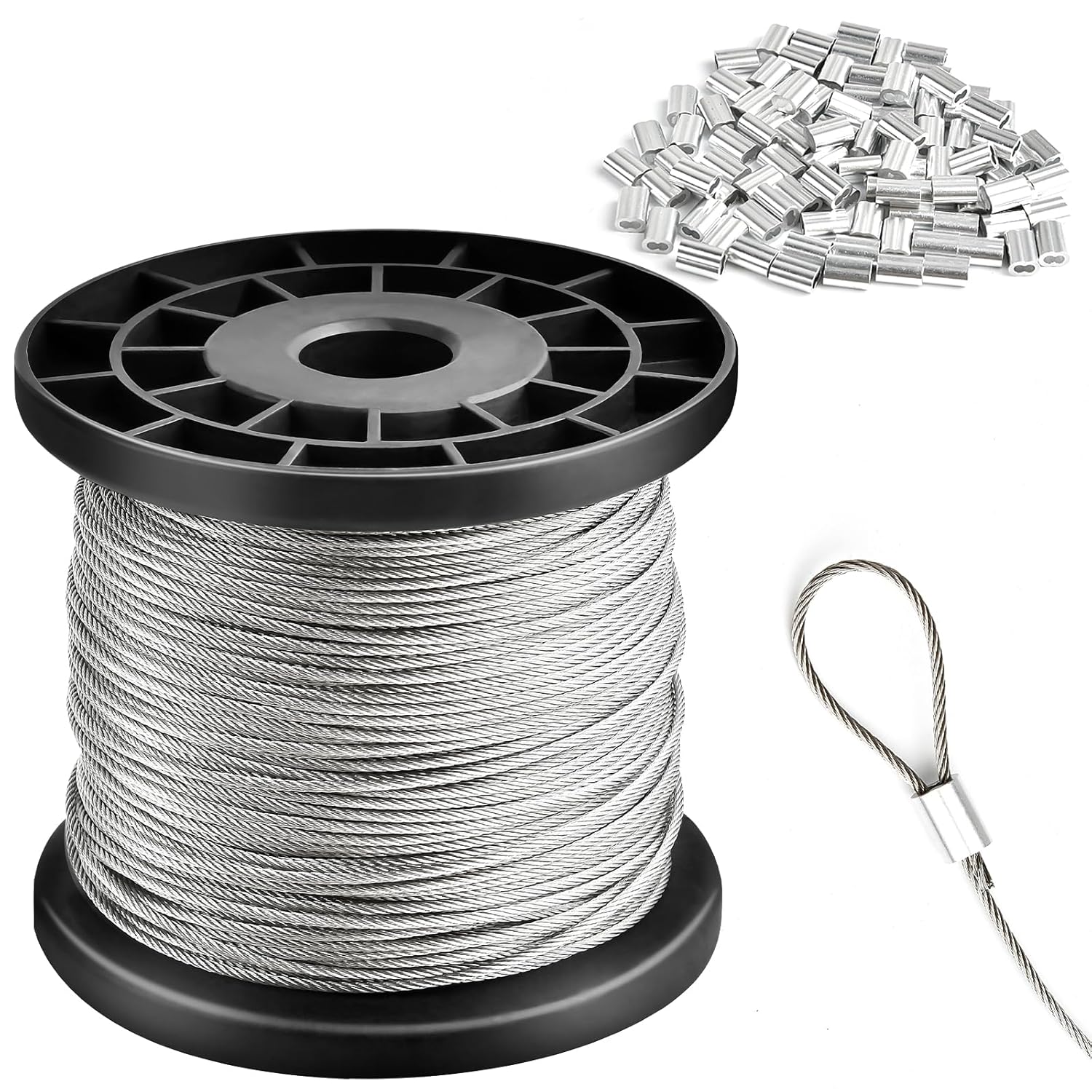 Akamino 1/16 Stainless Steel Wire Rope Set, 1.5mm x100m Aircraft Heavy ...