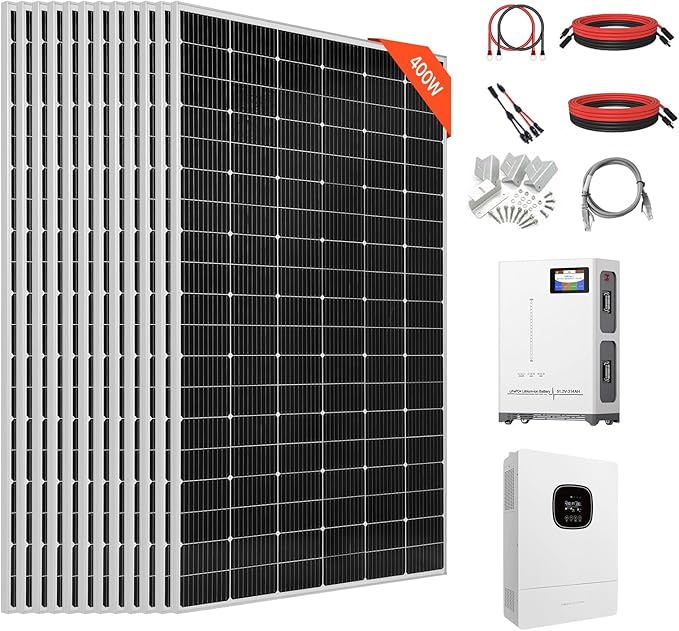 Amazon.com: VEVOR 4800W 48V Complete Solar Power Kit, 12*400W ...