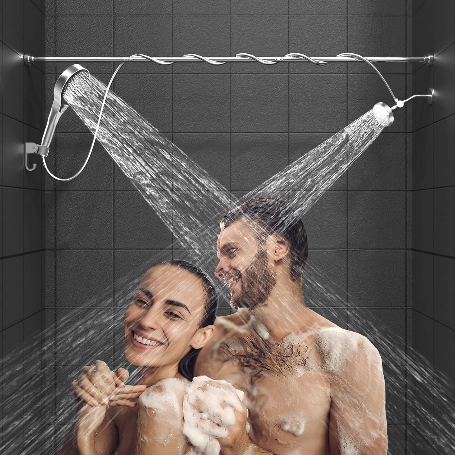 NTPN Dual Shower Head for Couples: High Pressure Double Shower Heads for Two People - Adjustable ...