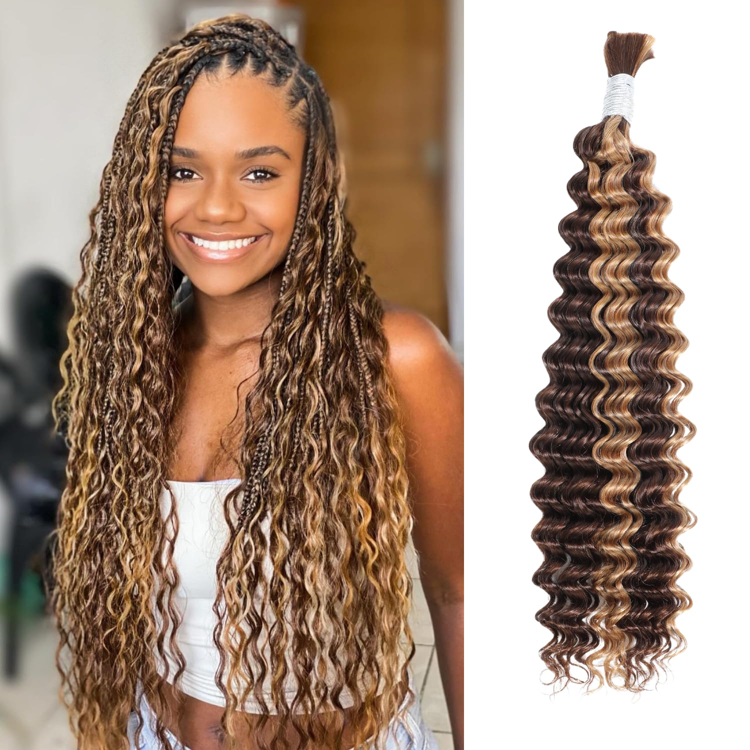 Amazon.com : Syrenlore Highlighted Honey Blonde Braiding Human Hair for ...