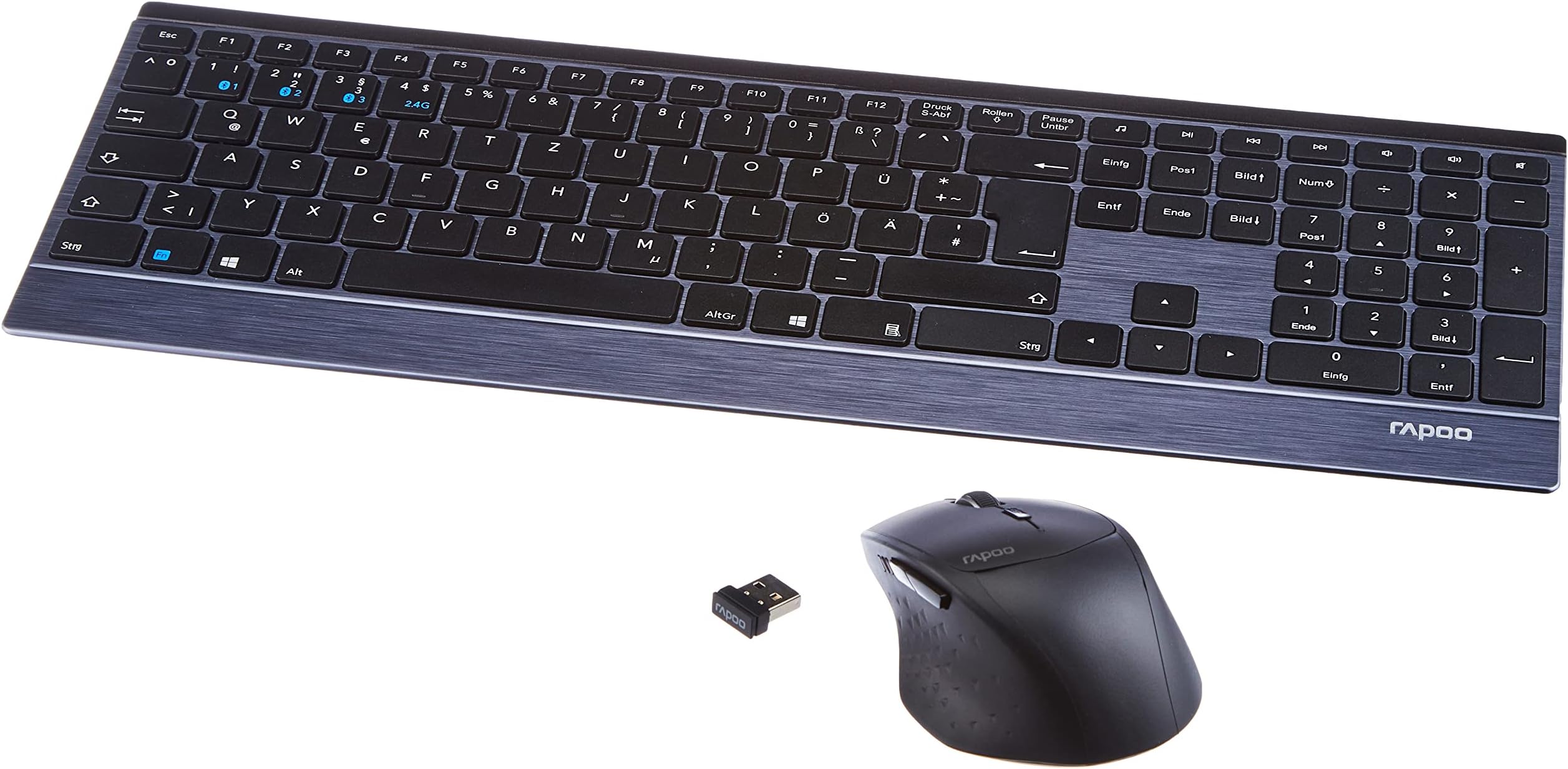 Rapoo 9500M clavier Souris incluse RF sans fil QWERTZ Allemand Noir ...