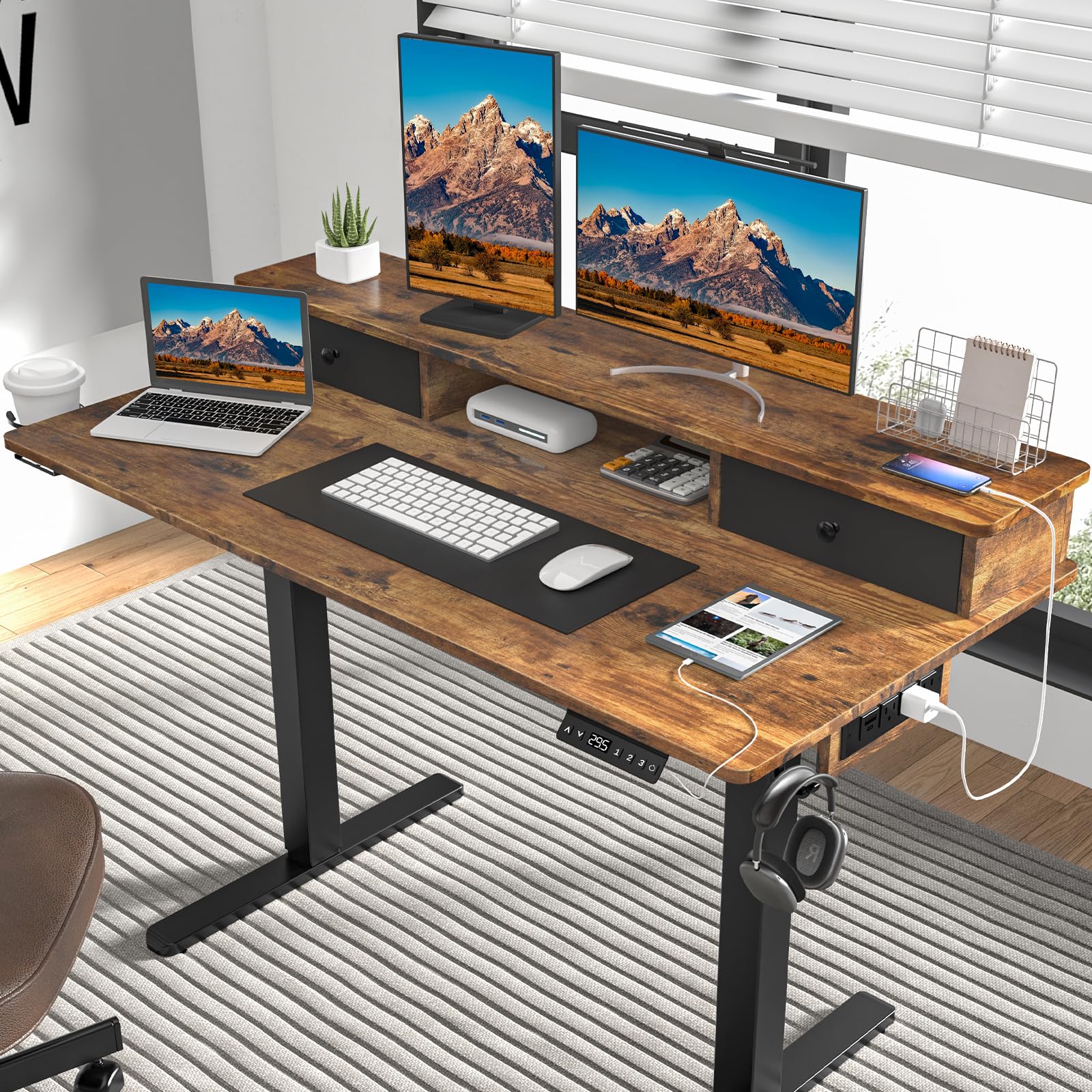 Snapklik.com : Vabches Electric Standing Desk Adjustable Height, LED ...