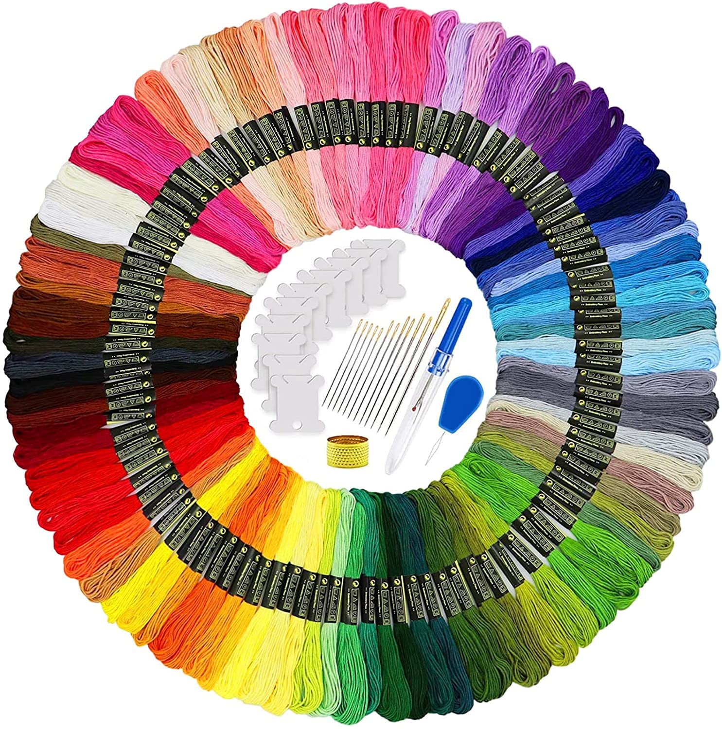 Embroidery Threads Set 100 PCS with 25 Sewing Tools Cross Stitch ...