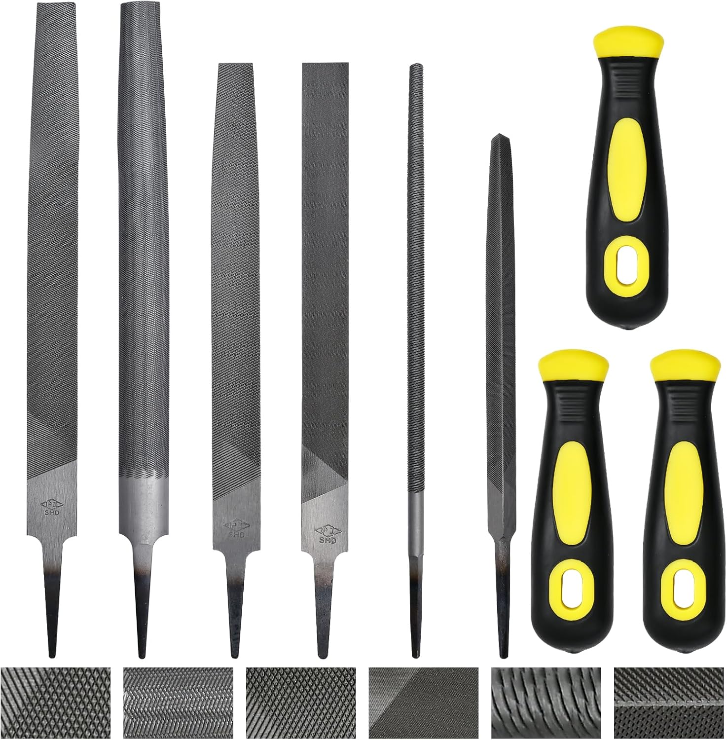 Aemygo 9 Pcs Metal File Set, Steel Metal Files with Removable Handle ...