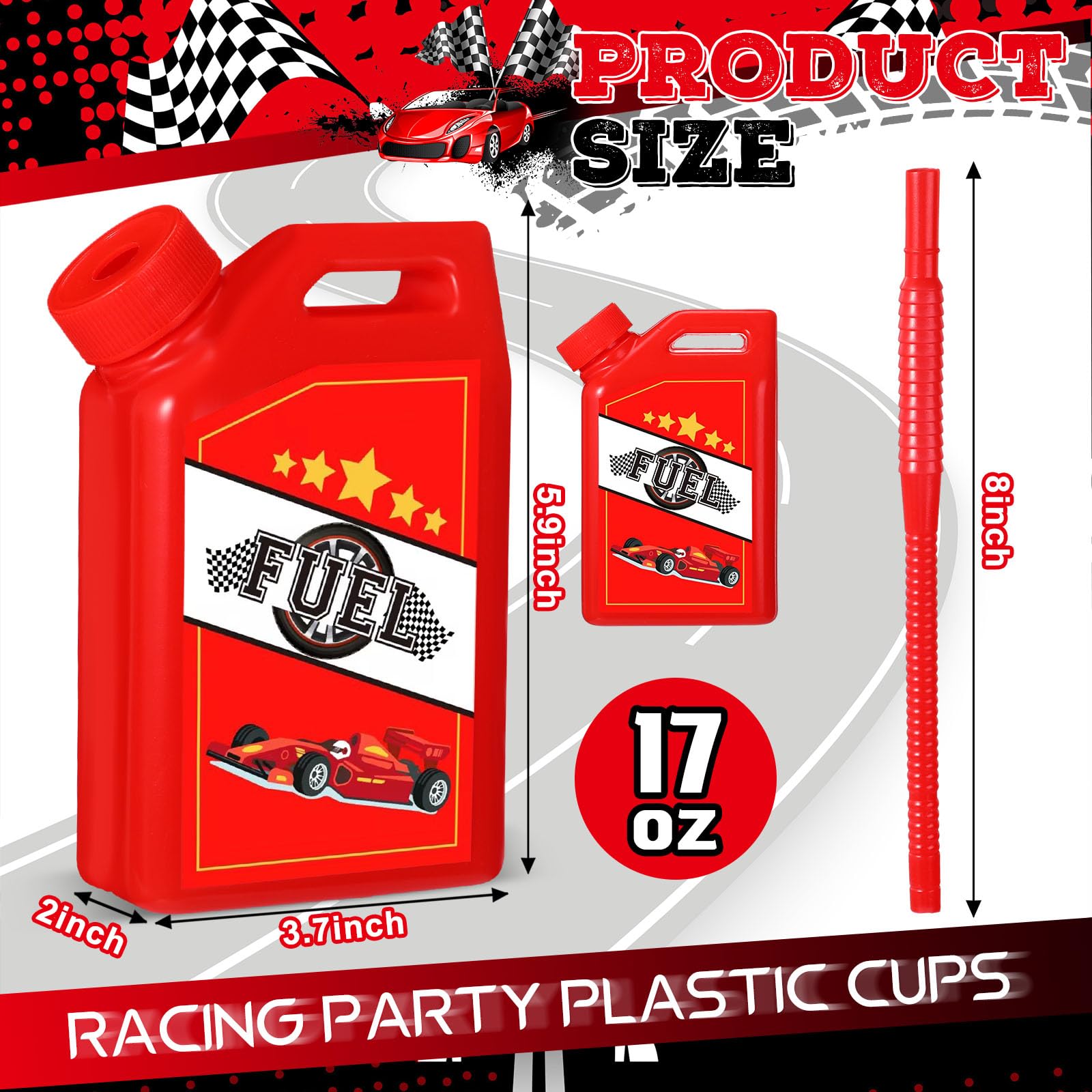 Snapklik.com : Mifoci 17 Oz Race Car Cups Large Size Fuel Can Cups Set ...