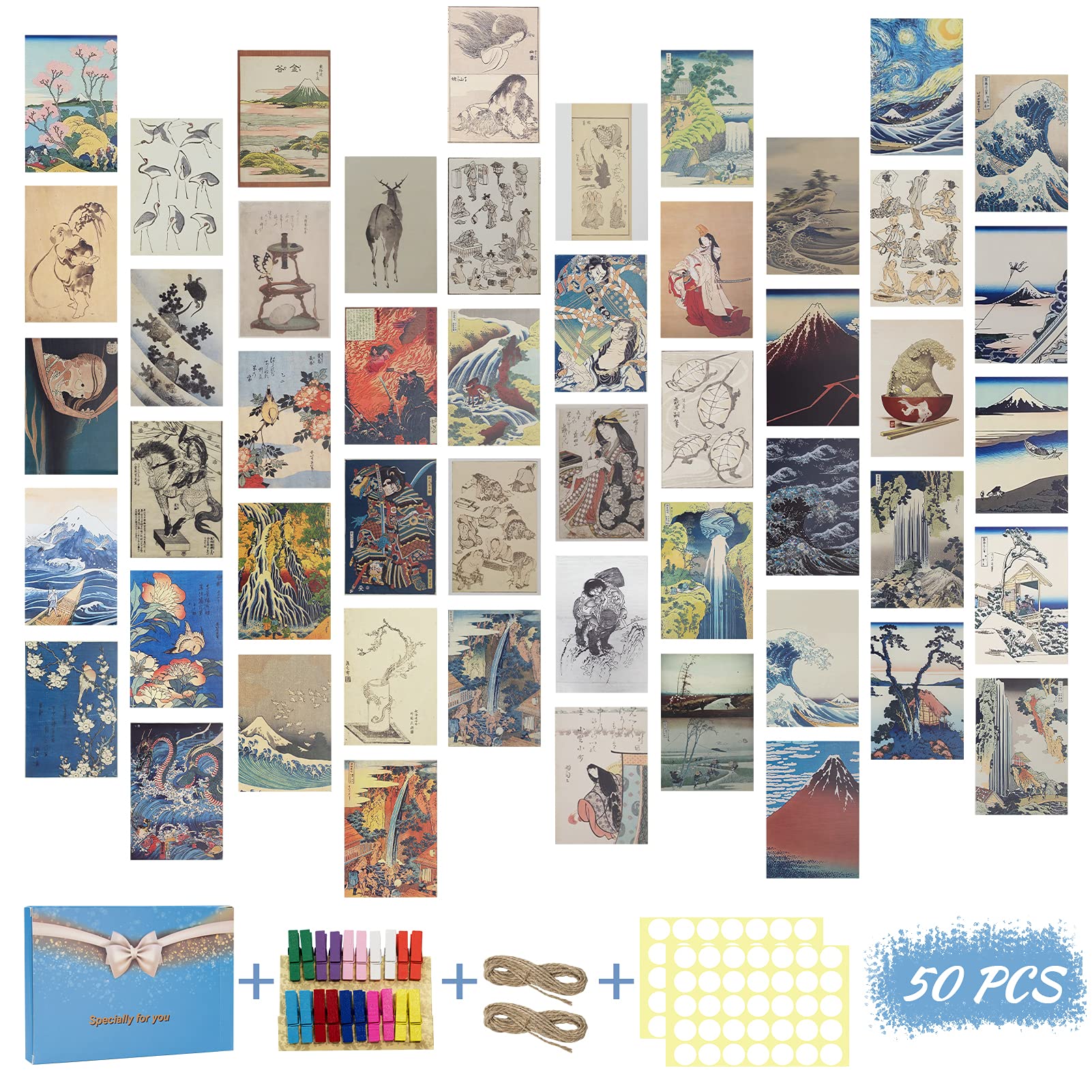 Buy 50Pcs Japanese Ukiyoe Aesthetic Pictures Wall Collage Kit, Vintage ...