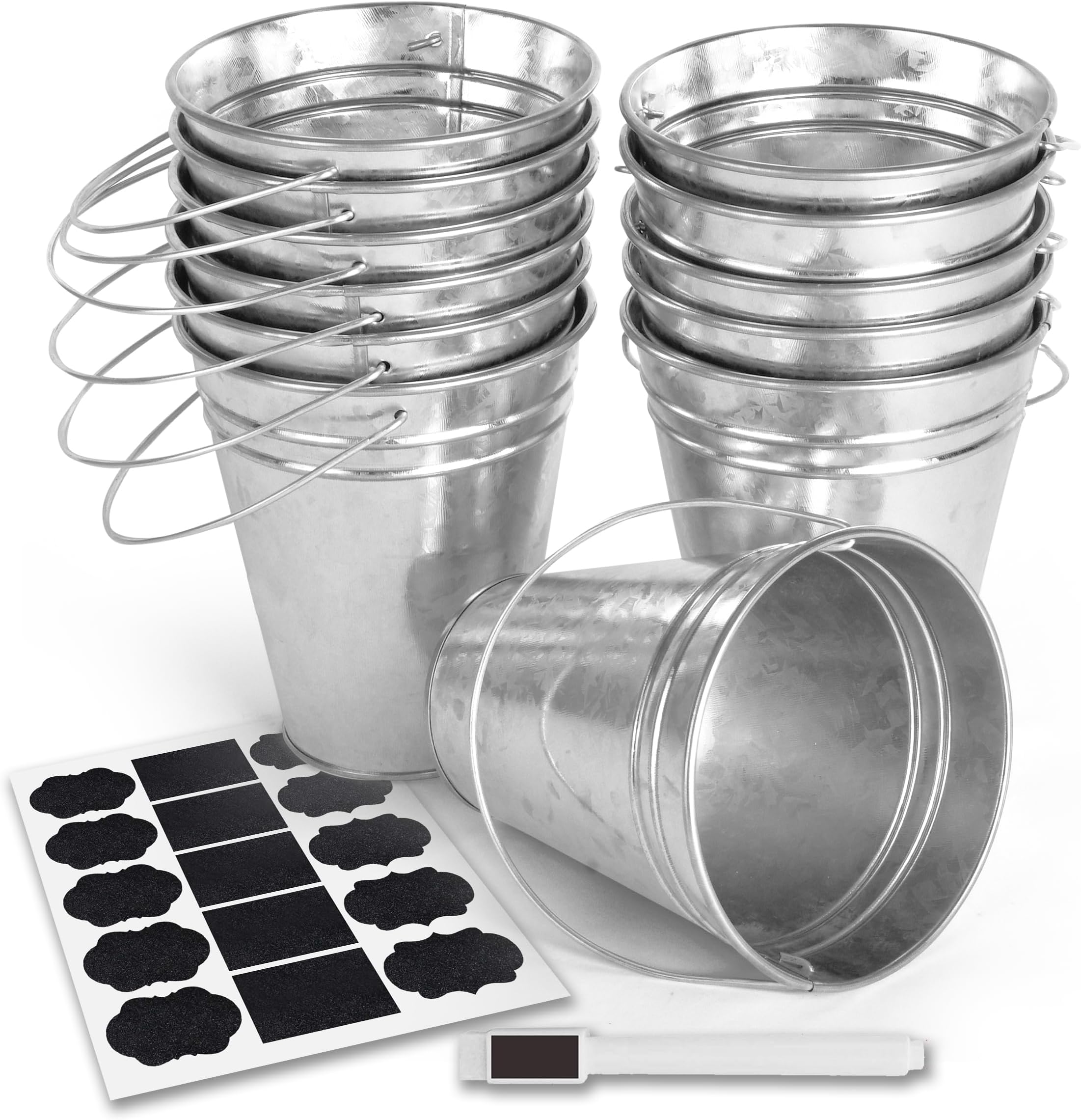 Amazon.com: 6 Pack Small Galvanized Metal Buckets with Handles, Mini ...