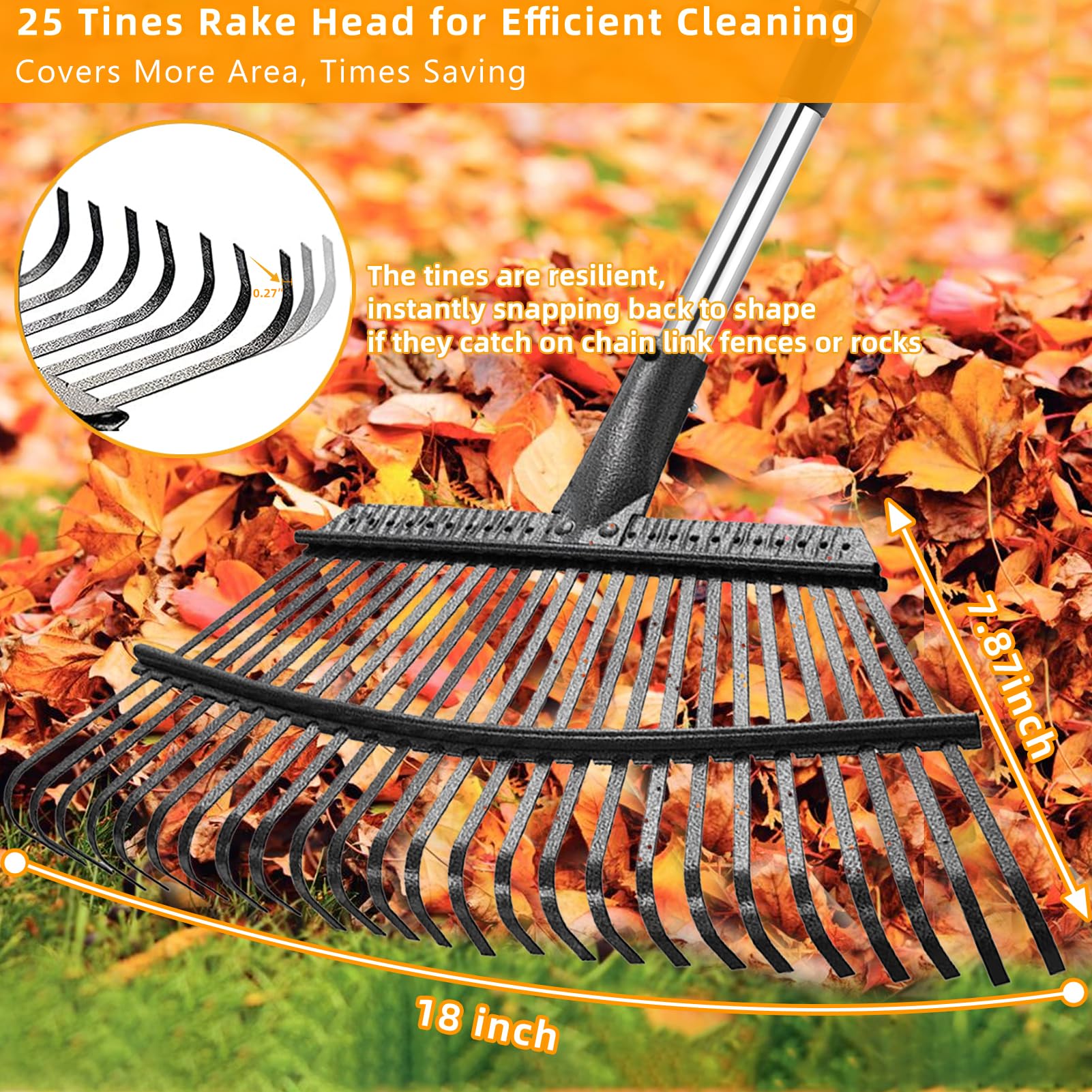Snapklik.com : Fabulas Rake For Leaves, 65 Inch Adjustable Long Handle ...