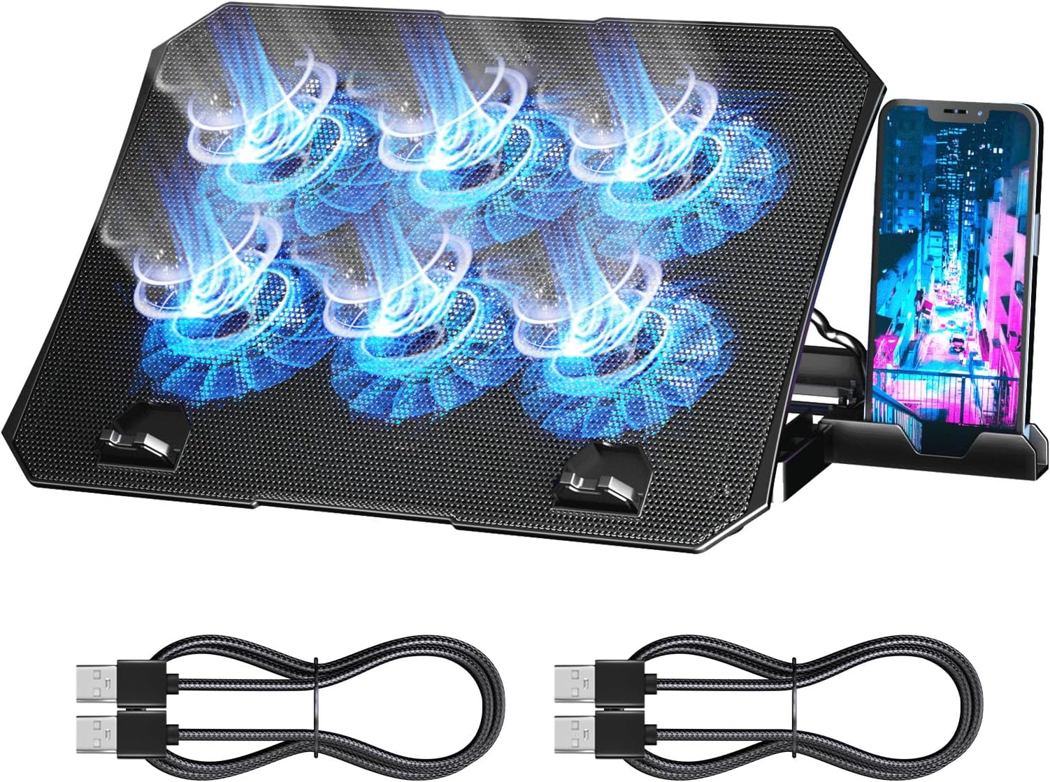 Amazon.com: AICHESON Portable Laptop Cooling Pad with 6 Fans and 2 Pack ...