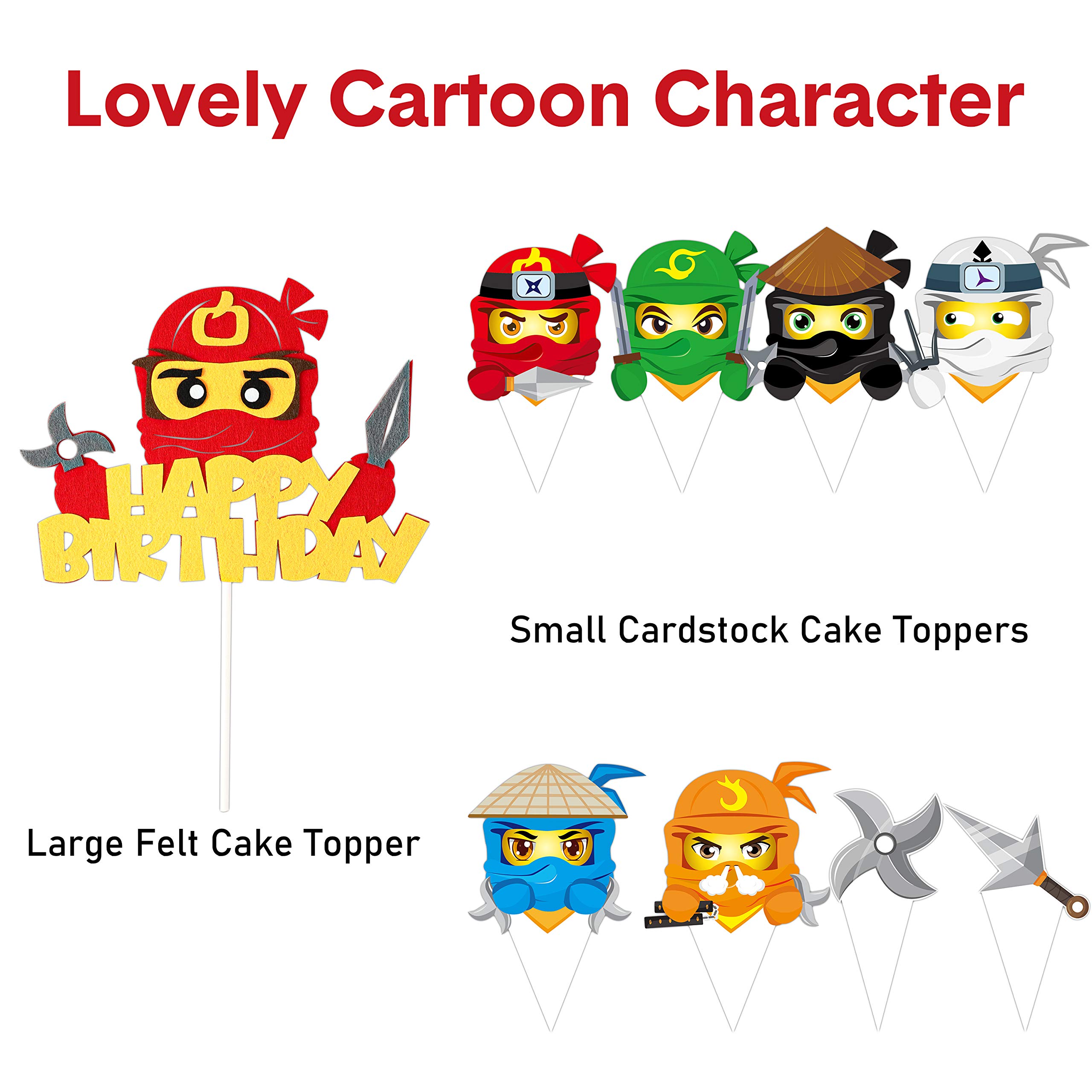 49Pcs Ninja Cake Toppers, Ninja Themed Party Cake Decorations, Happy ...