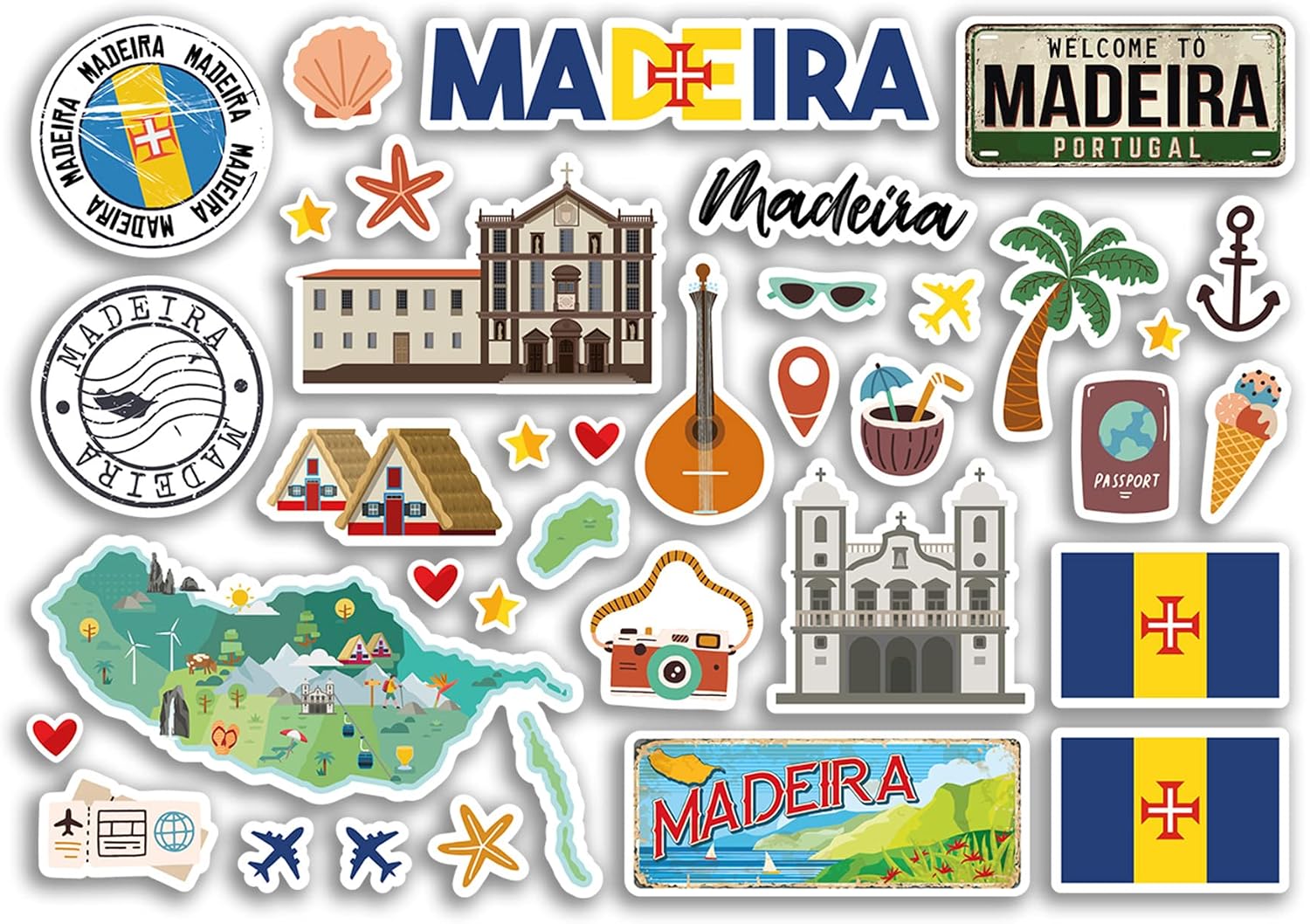 A5 Sticker Sheet Madeira Landmarks Vinyl Stickers - Portugal Beach ...