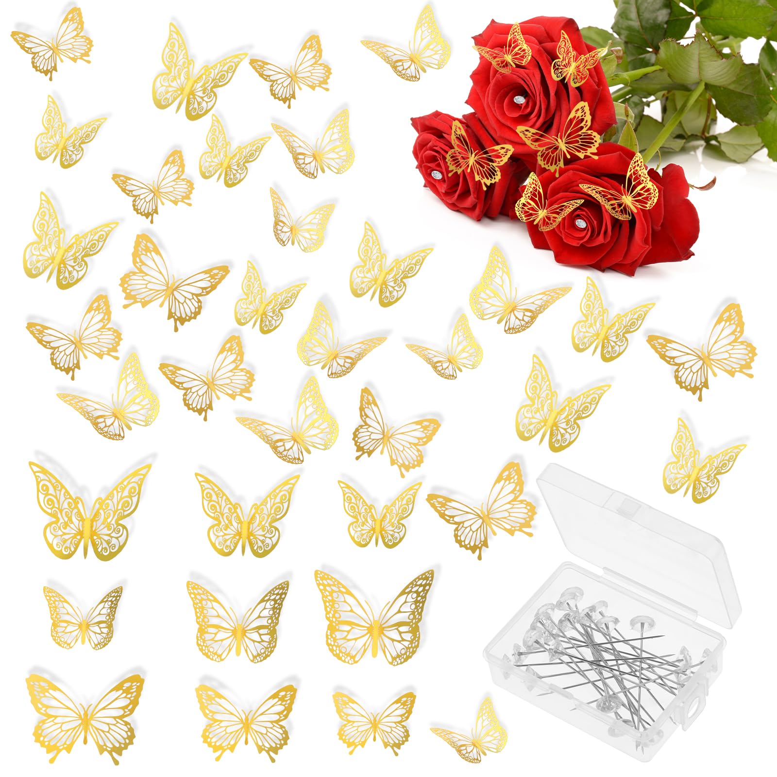 Amazon.com: 25Pcs Diamond Pins for Bouquets, Floral Pins with 36pcs ...