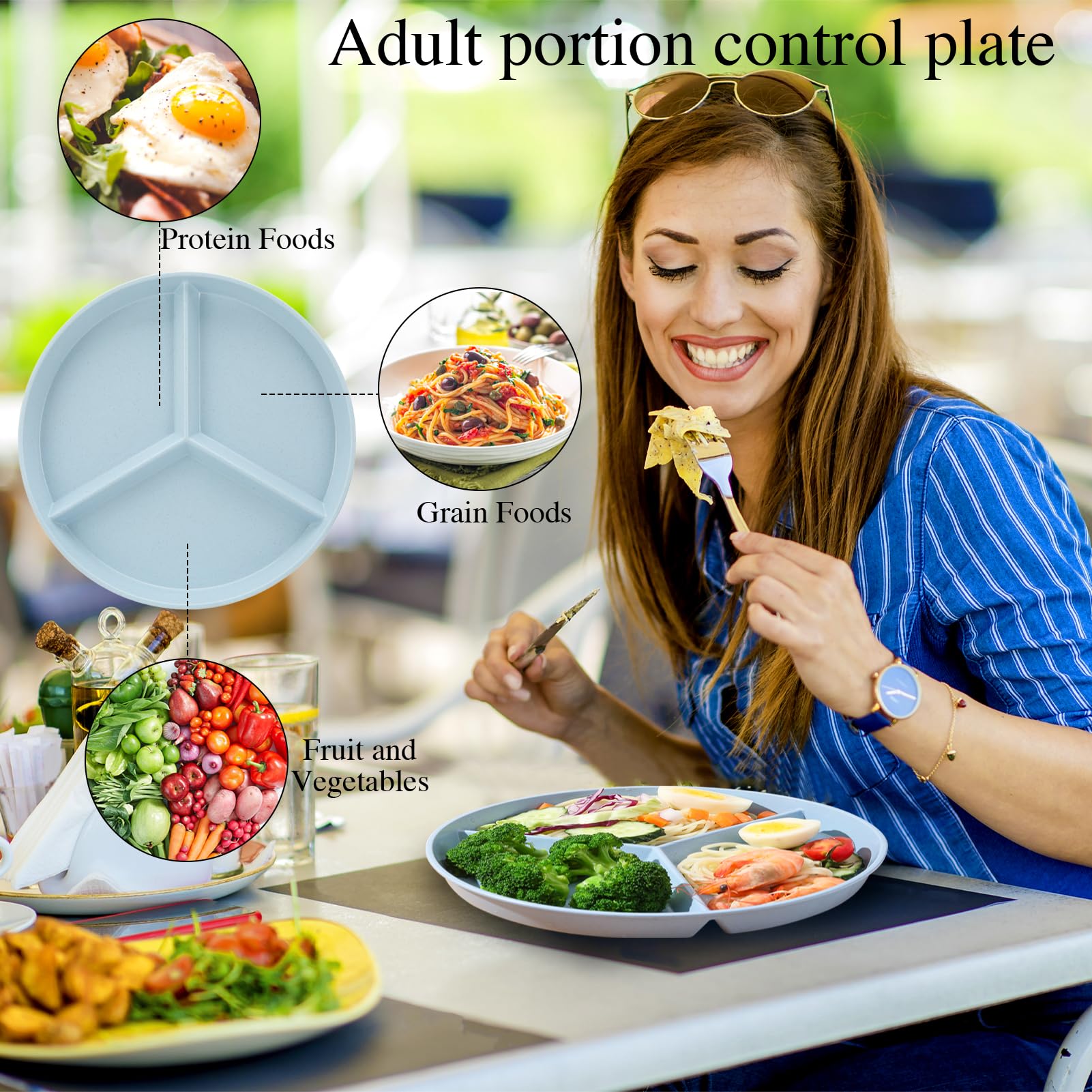 Snapklik.com : DYB DONGYONGBAO Portion Control Plate 9.6 Inch 5 Piece