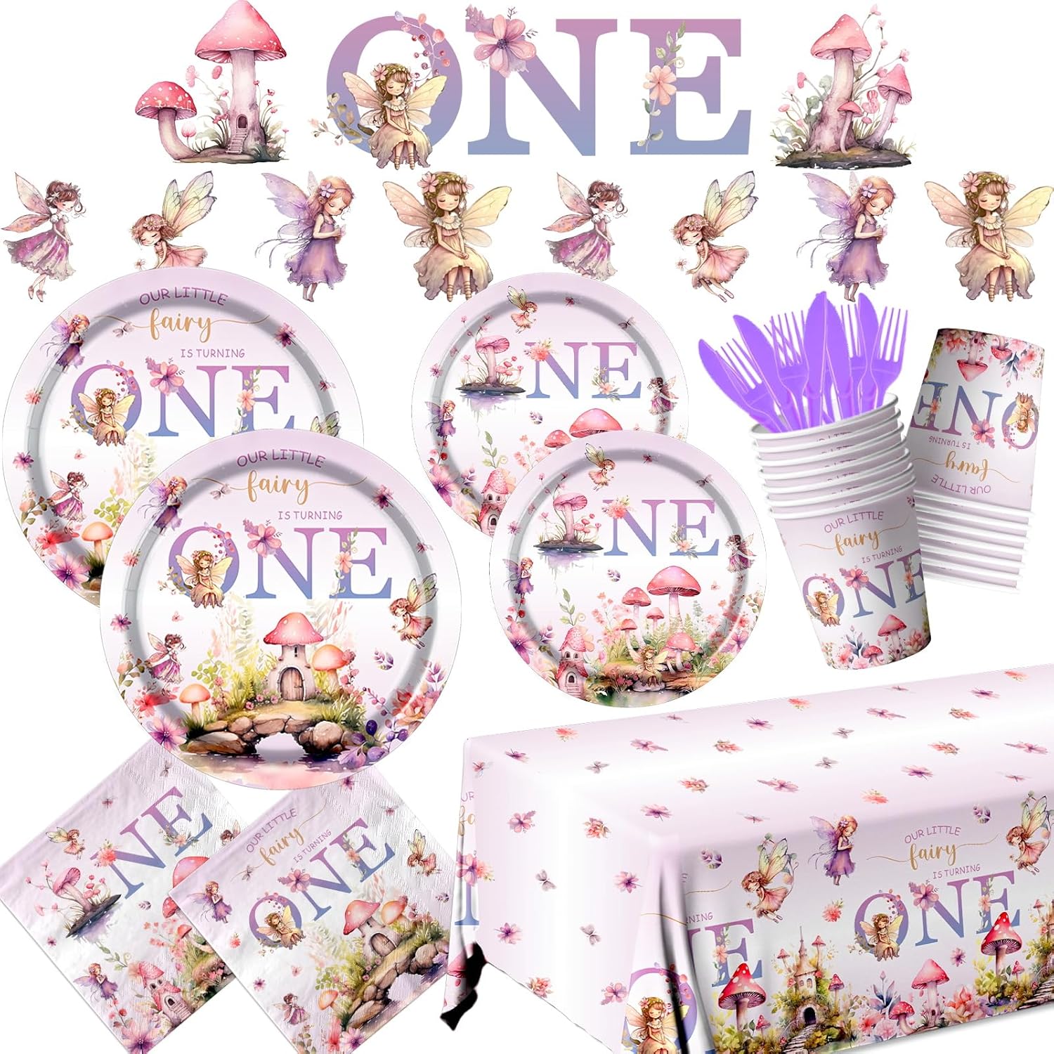 Amazon.com: Fairy First Birthday Decorations, Fairy Themed Party ...