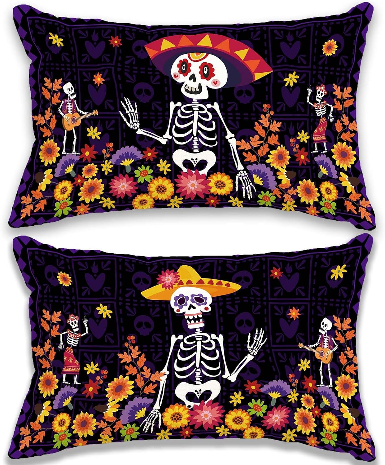 Amazon.com: FARMNALL Day of The Dead Pillow Covers Dia De Los Muertos ...