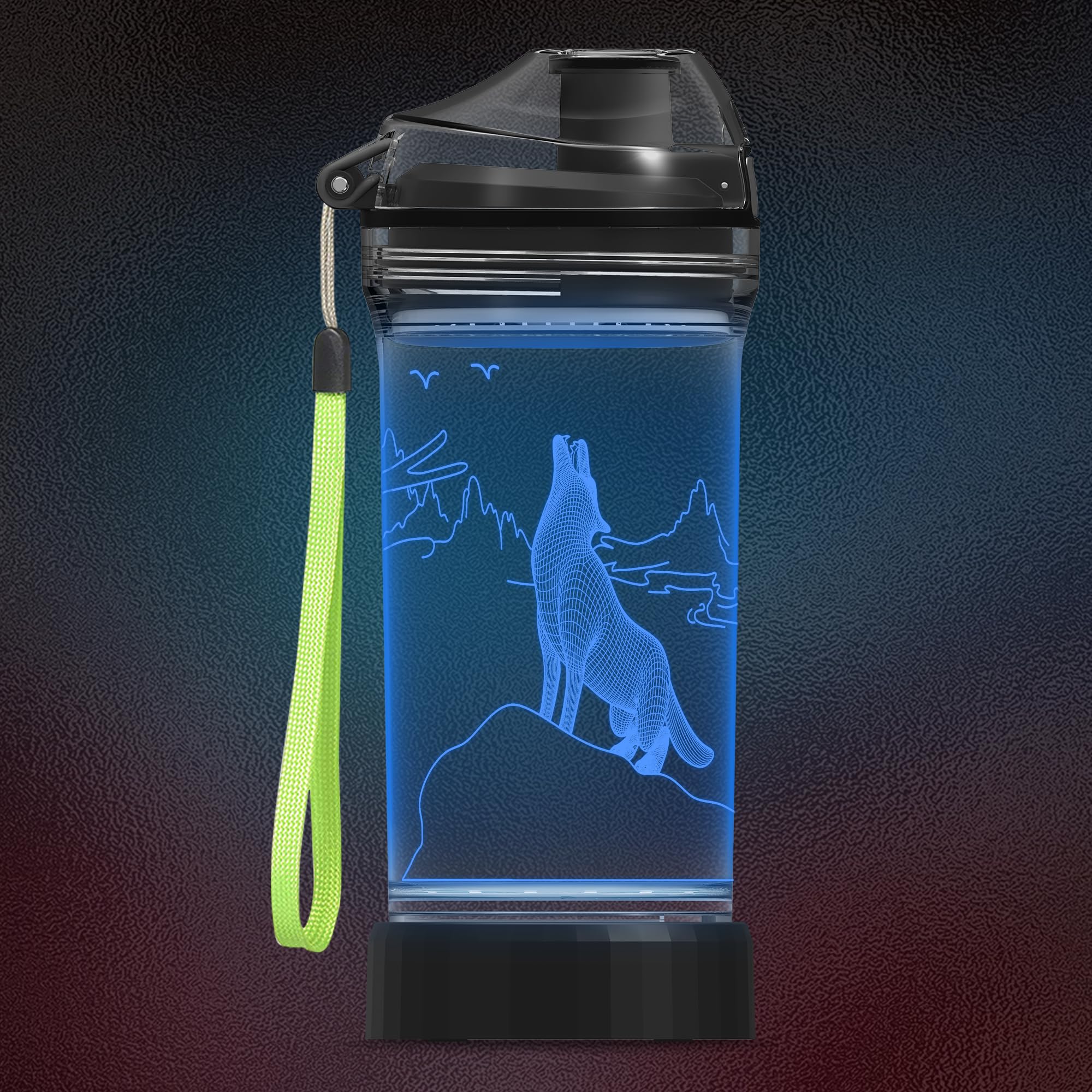 CoolGift Mart Wolf Gifts, Light Up 3D Wolf Water Bottle, 14oz Tritan ...