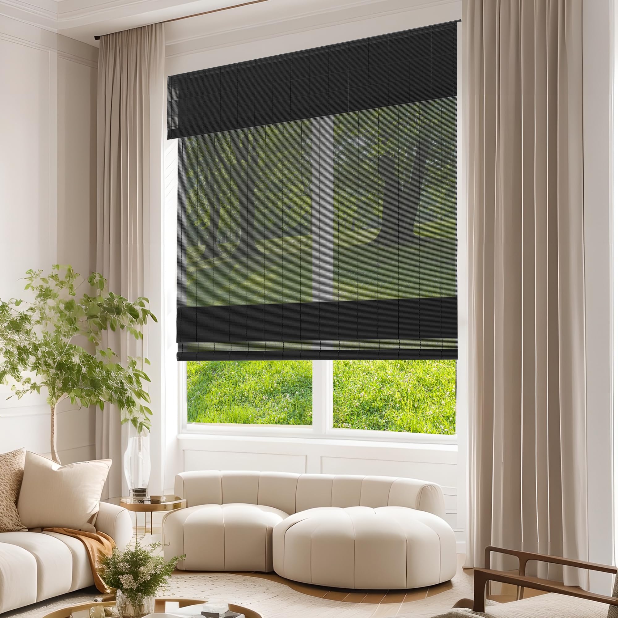 Amazon.com: Hiifroy Cordless Bamboo Roman Shades for Windows, Bamboo ...