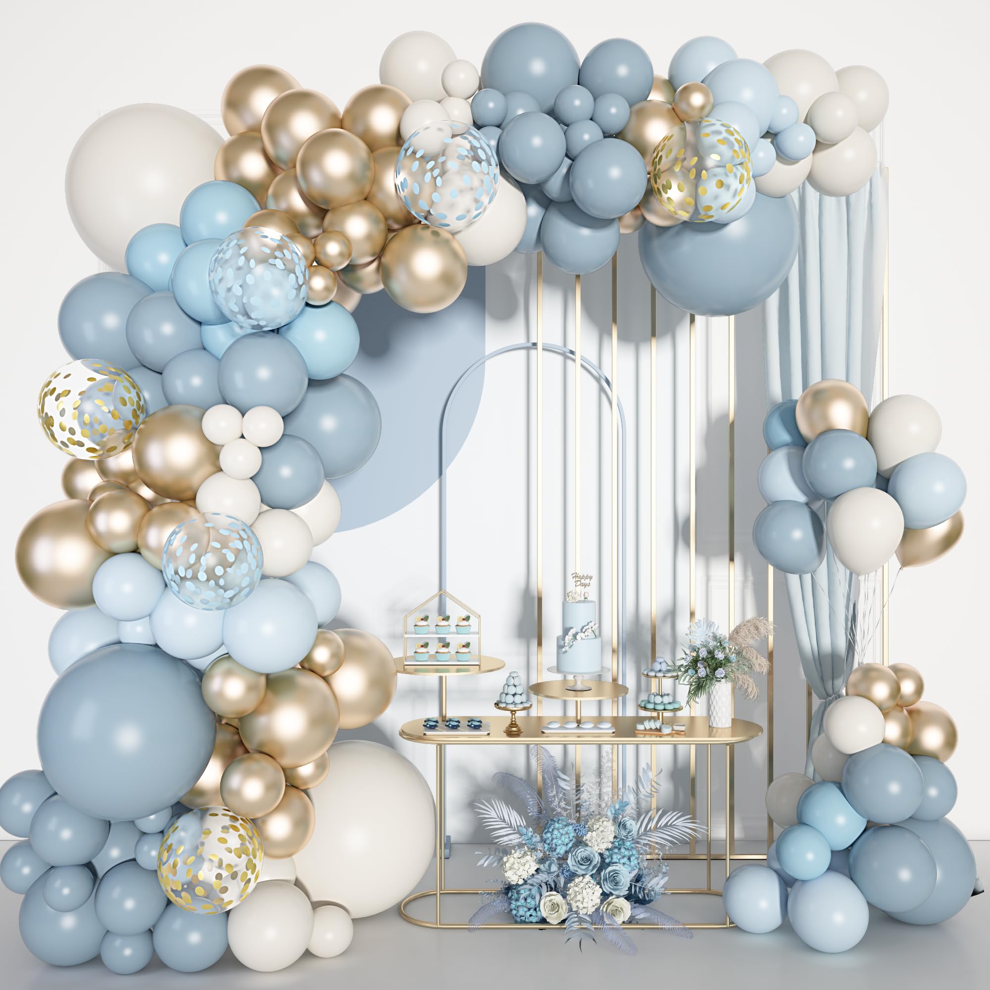Amazon.com: Ouddy Life 180Pcs Dusty Baby Blue Balloons Arch Garland Kit ...