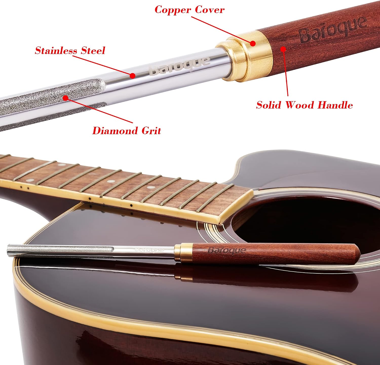 Guitar Fret Crowning Edge File with 3 Crowning Grooves & 1 Full Flat ...