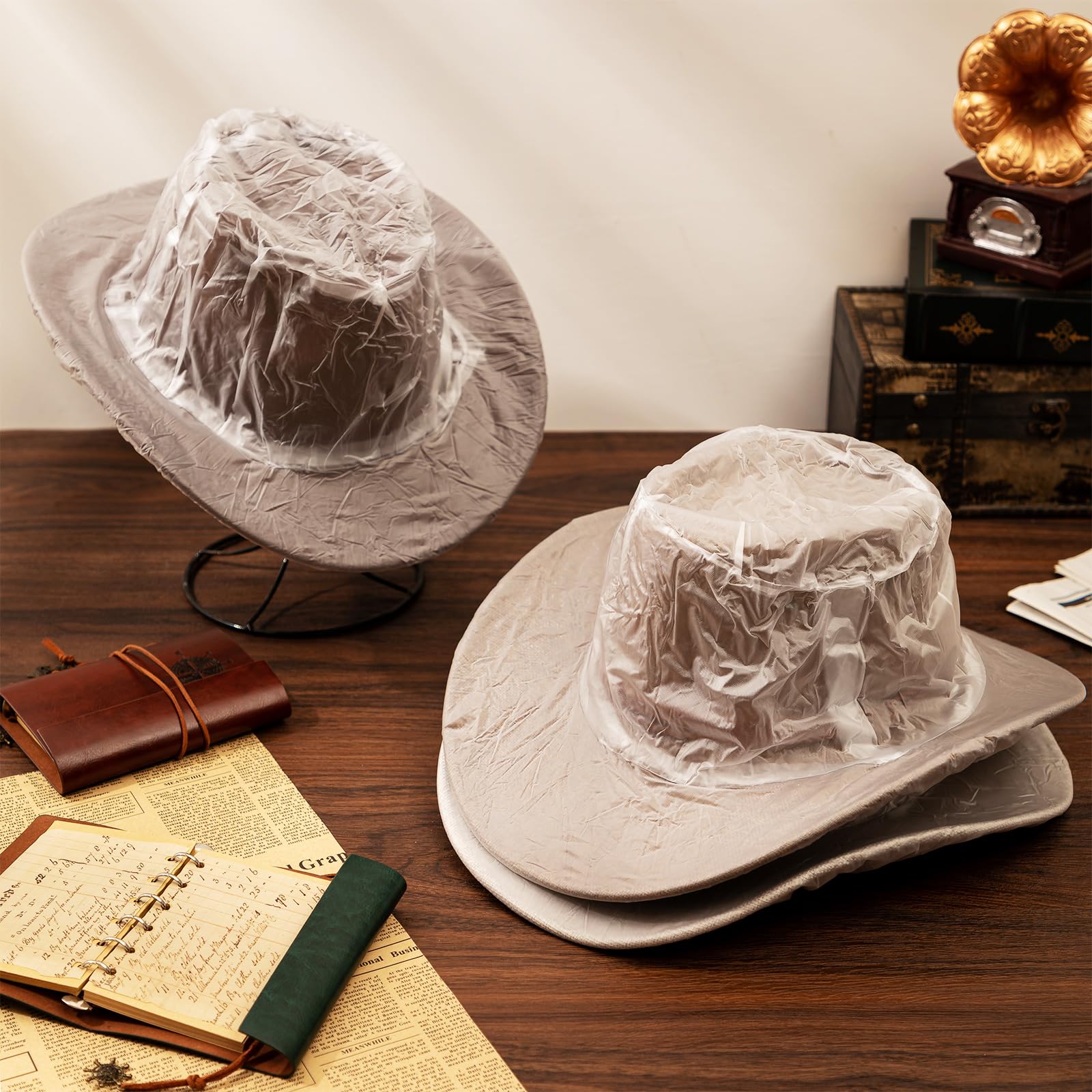Snapklik.com : 3 PCS XL Plastic Rain Covers, Transparent Cowboy Hat ...
