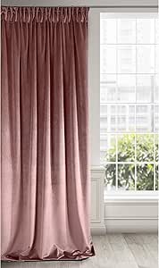 Eurofirany Soft Plain Opaque Velvet Curtain with Rufflette Tape For ...