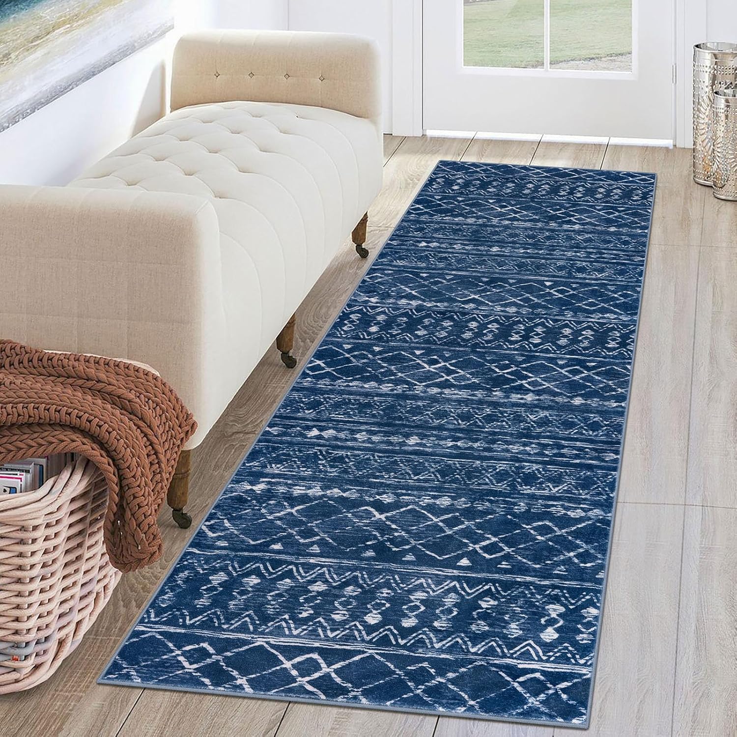 Amazon.com: KUTA Moroccan Rugs for Entryway, 2x6 Navy Blue Entryway Rug ...