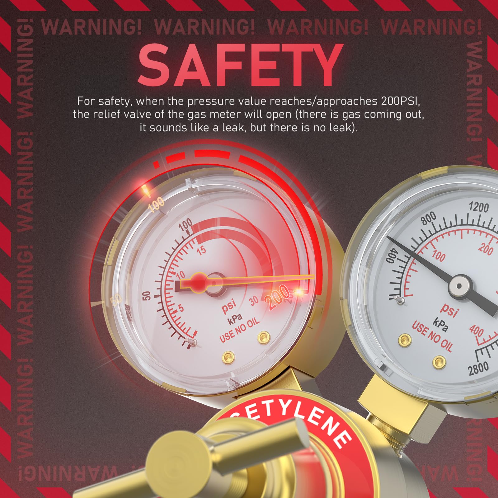 Snapklik.com : YESWELDER Acetylene Regulator Fits CGA-200 Valves Only ...