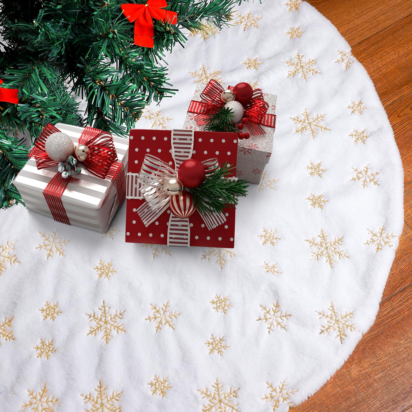 Amazon.com: Pechfun 48 Inches Christmas Tree Skirt, White Christmas ...