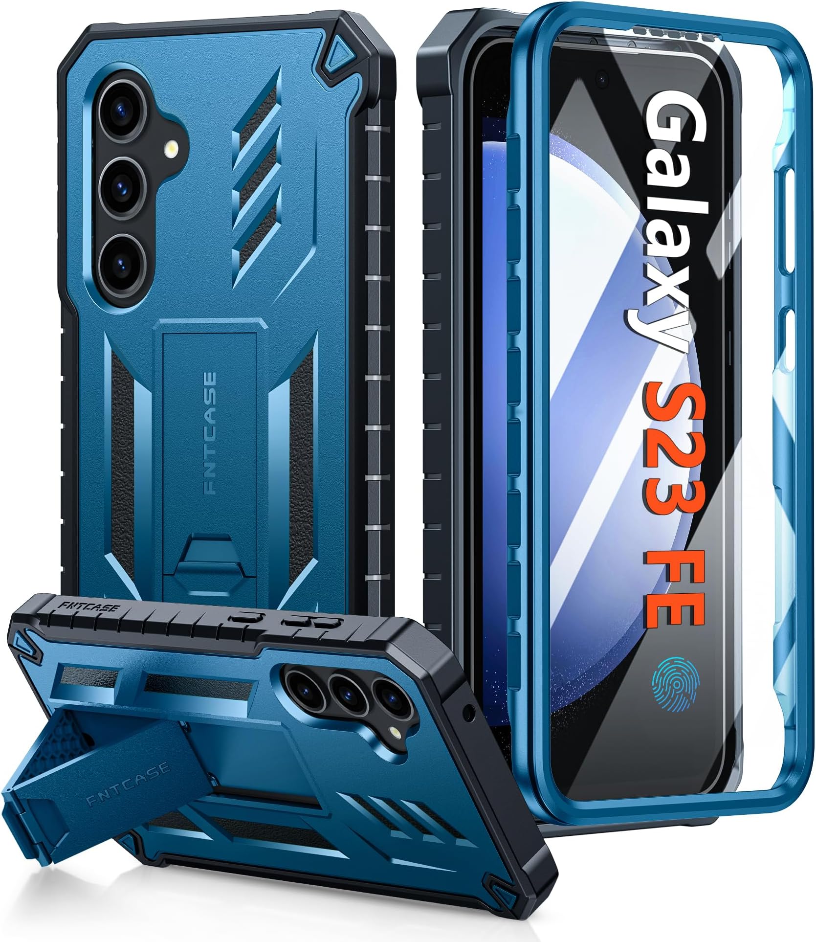 FNTCASE for Samsung Galaxy S23-FE Case: S23 FE Case with Kickstand Full Body Military Grade ...