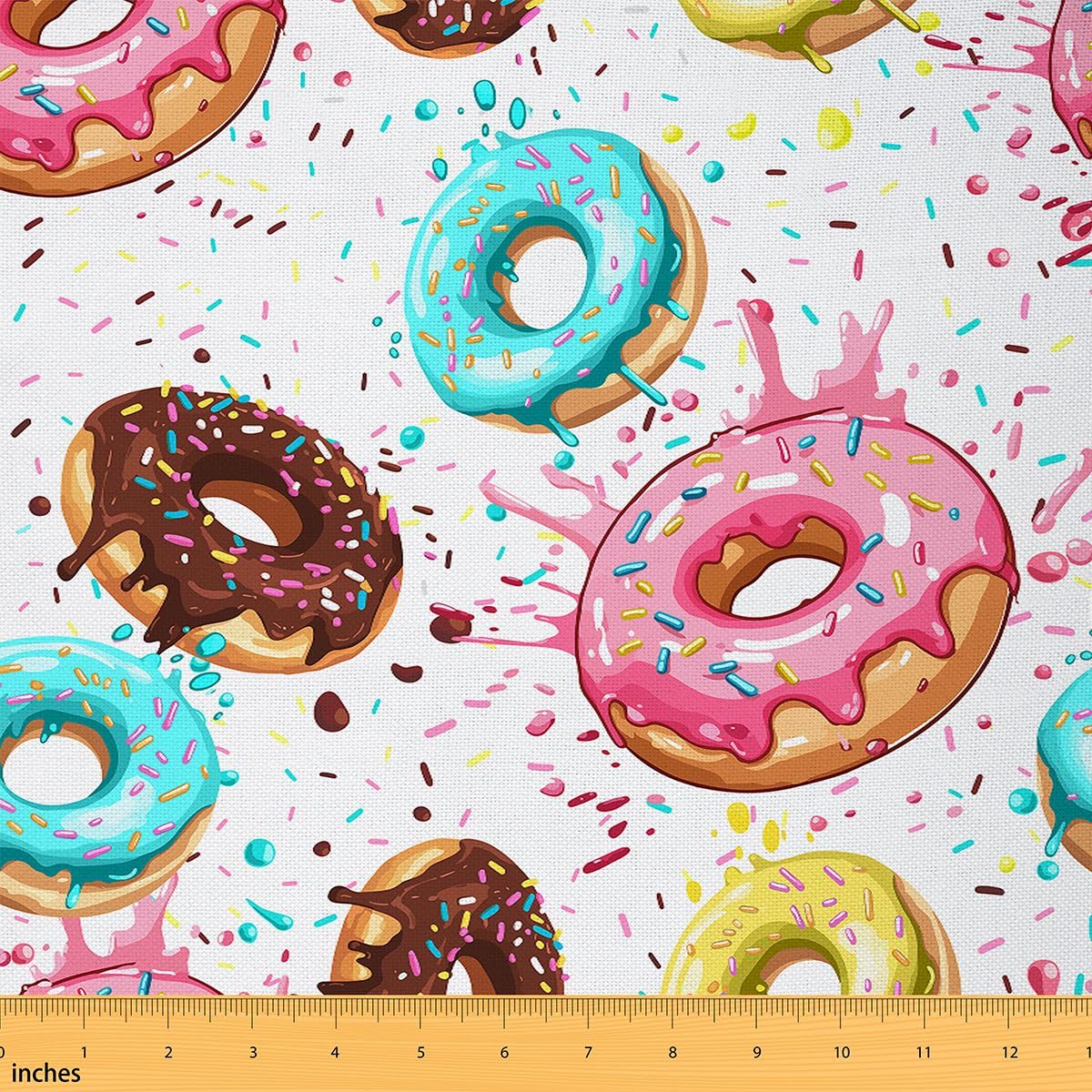 Snapklik.com : Donuts Fabric By The Yard, Chocolate Doughnut Upholstery ...