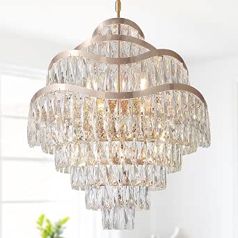Fashtop 9-Tier K9 Crystal Chandelier 16 Lights Luxury Gold Light ...