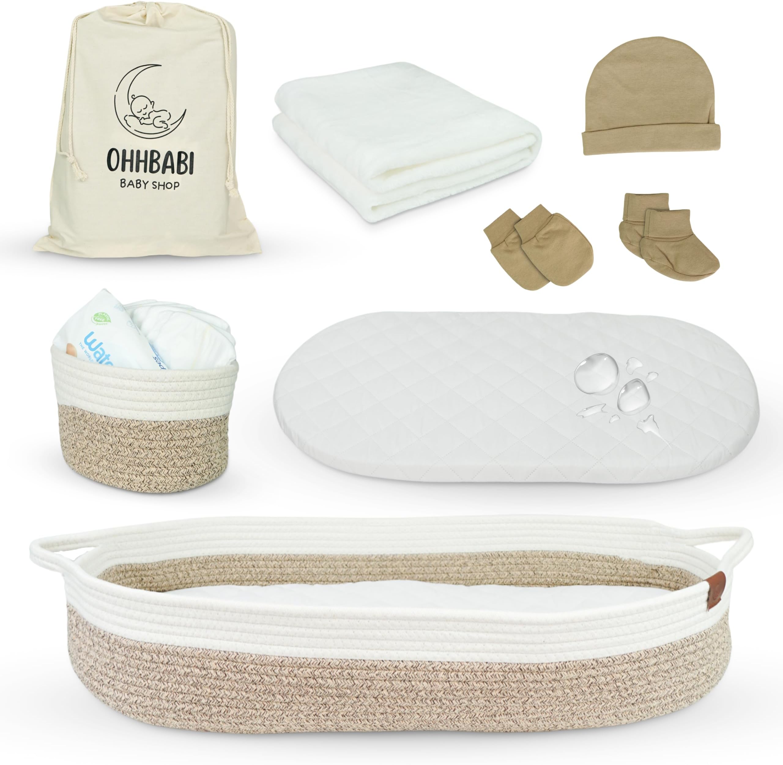 Amazon.com : OHHBABI Baby Changing Basket Set w/Matching Diaper Caddy ...
