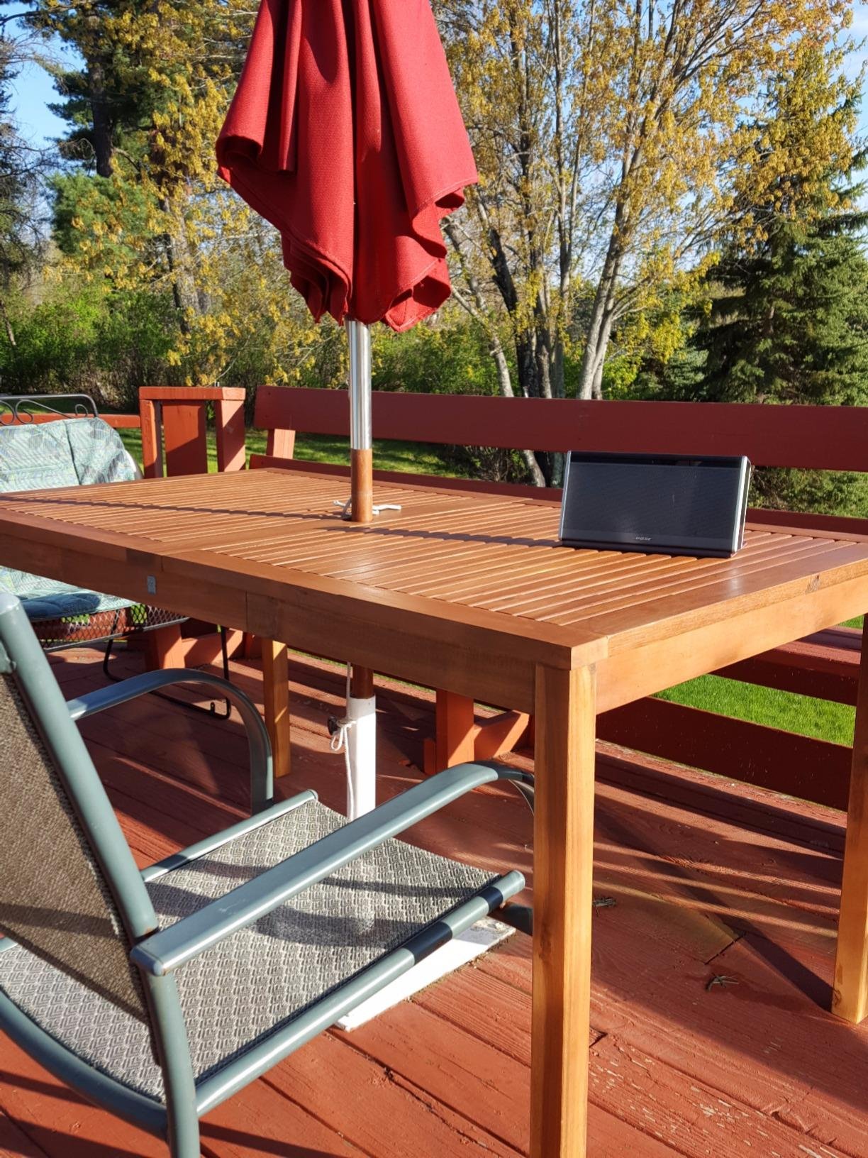 Amazon.com : LuuNguyen Outdoor Hardwood Dining Table, Natural Wood ...