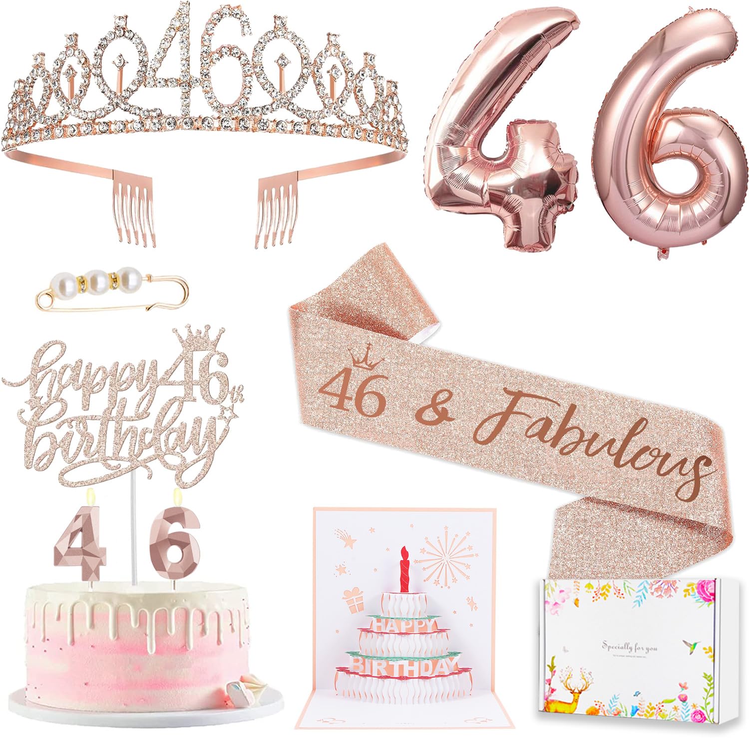 Amazon.com: 46th Birthday Decorations for Her Women, Including 46 year ...