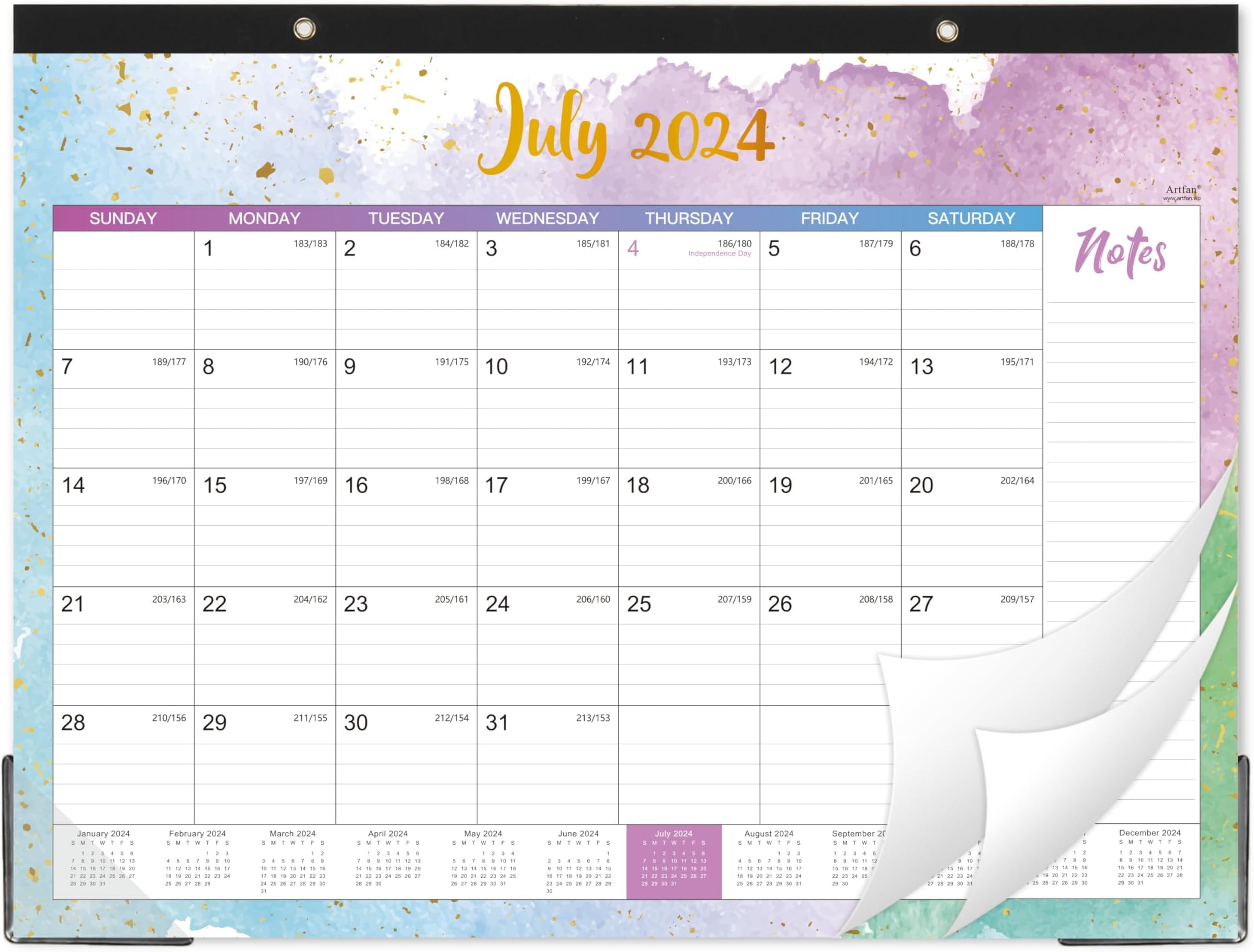 Amazon.com : S&O Watercolor Floral Large Tear-Away Table Calendar 2024 ...