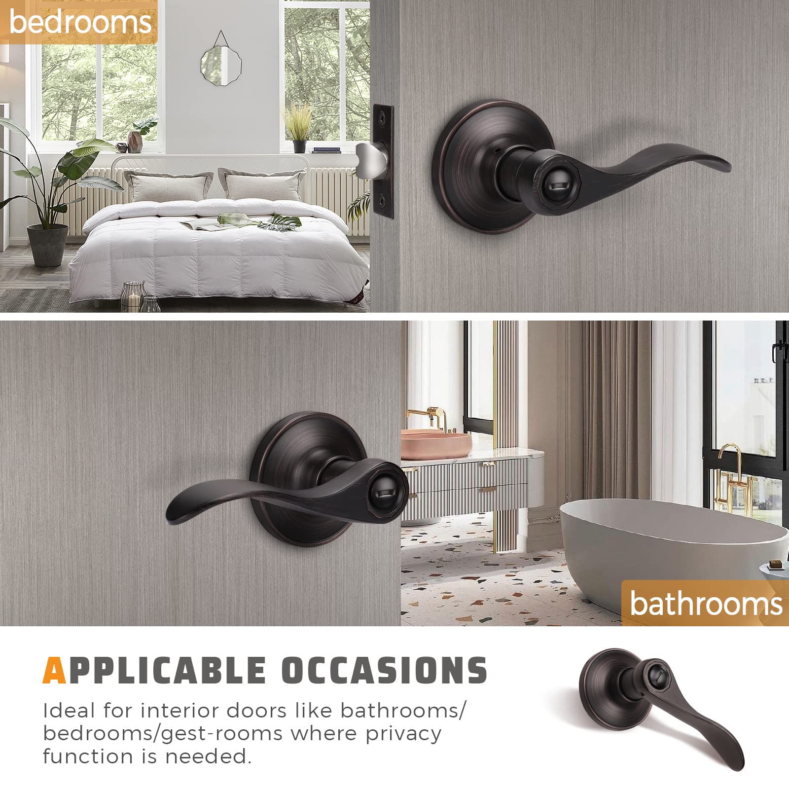 Snapklik.com : 8 Pack Oil Rubbed Door Handles, Copper Bronze Door ...