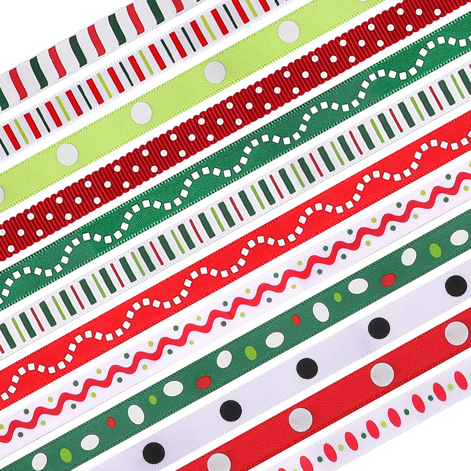 Amazon.com: Christmas Ribbon, 24 Yards 0.4" Grosgrain Ribbons Xmas ...