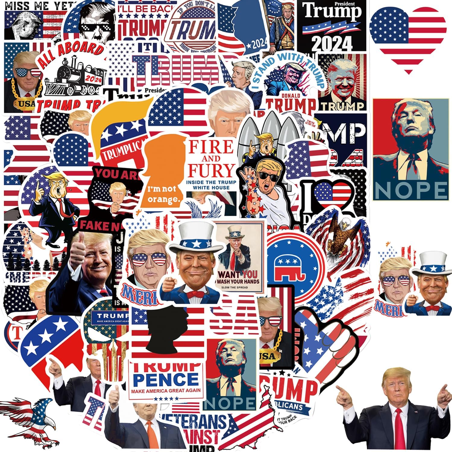 Amazon.com: HighMount 100Pcs Donald Trump Stickers - Funny Presidential ...