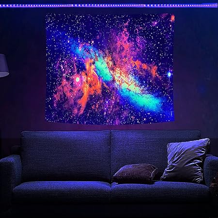 Amazon.com: Psyhilar Blacklight Tapestry Glow in The Dark UV Space ...